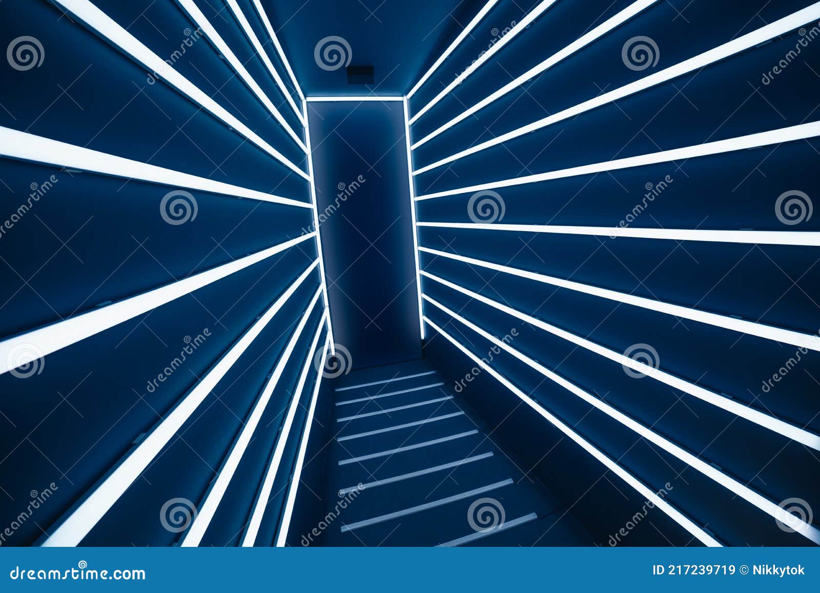 Abstract Light Strokes Corridor and Door Exit Stock Image - Image of ...