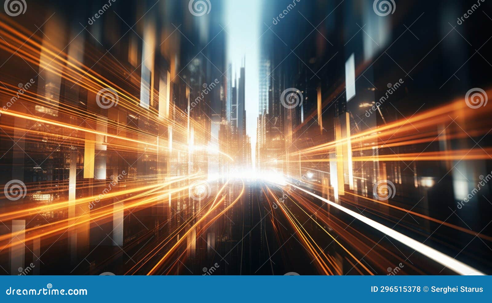 Abstract Light Trails in the City at Night, AI Stock Photo - Image of ...