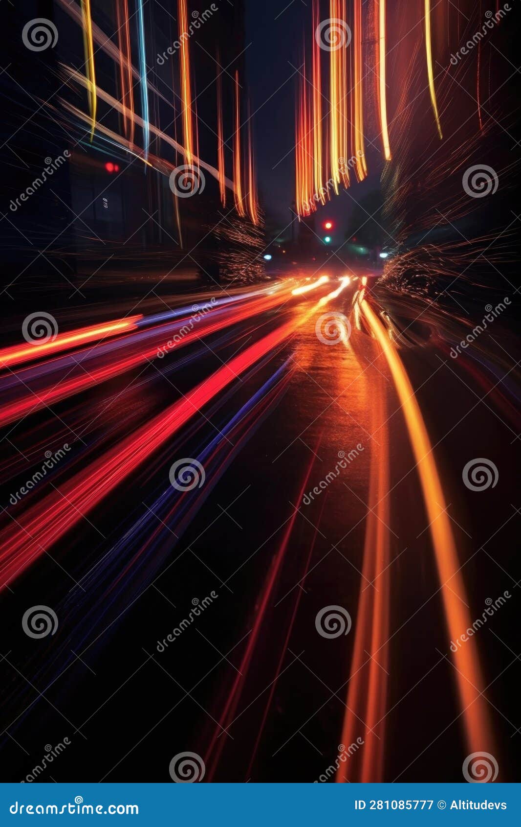 Abstract Light Trails in a Dark Setting Stock Illustration ...