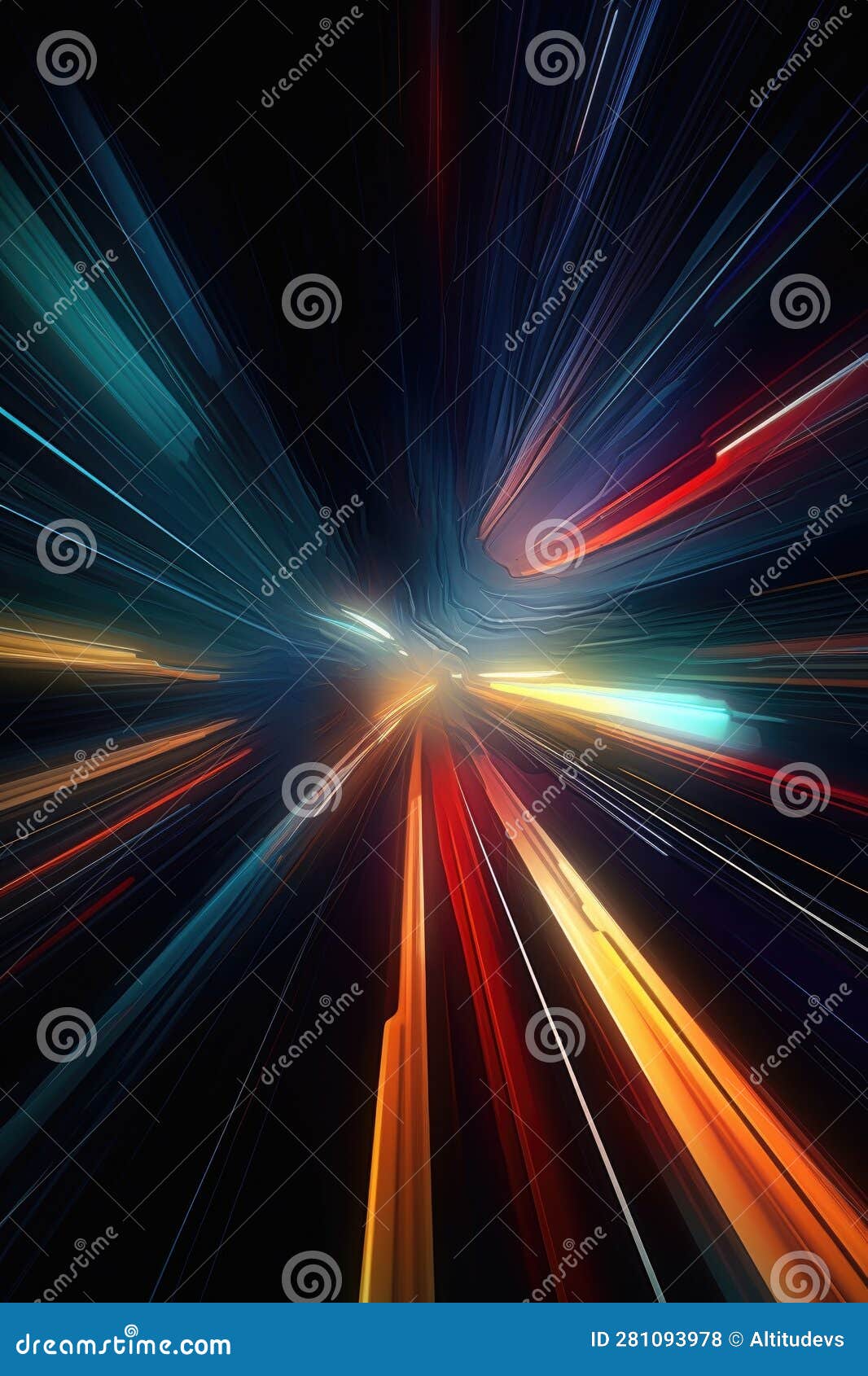 Abstract Light Trails in a Dark Setting Stock Illustration ...