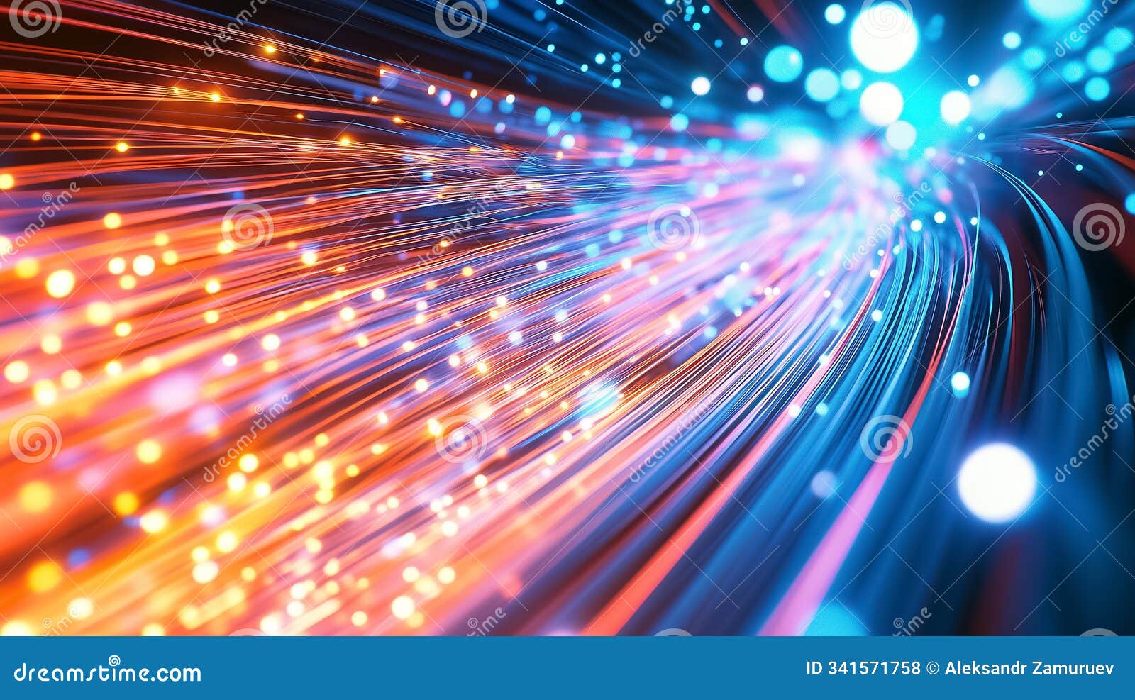 Abstract Light Trails Signify Rapid Data Transfer, Illustrating ...