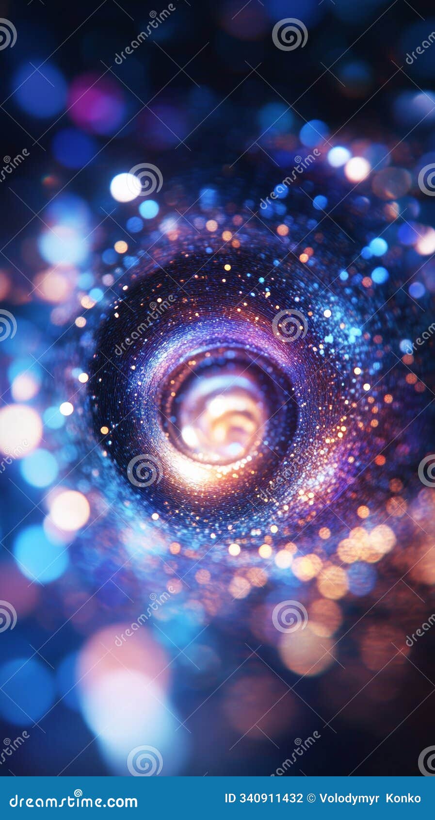 Abstract Light Vortex with Sparkling Bokeh Effect Stock Photo - Image ...