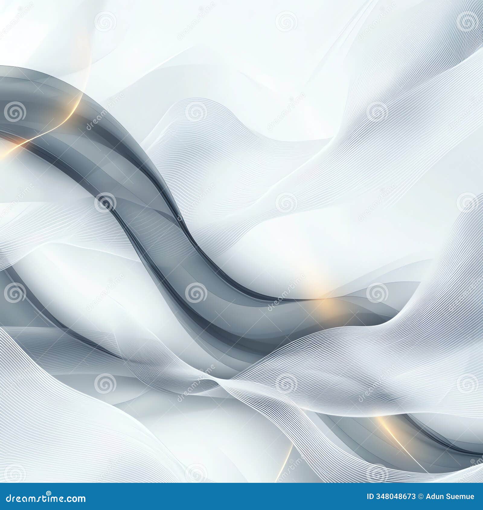 Abstract Light White and Gray Wave Pattern with Subtle Gold Highlights ...