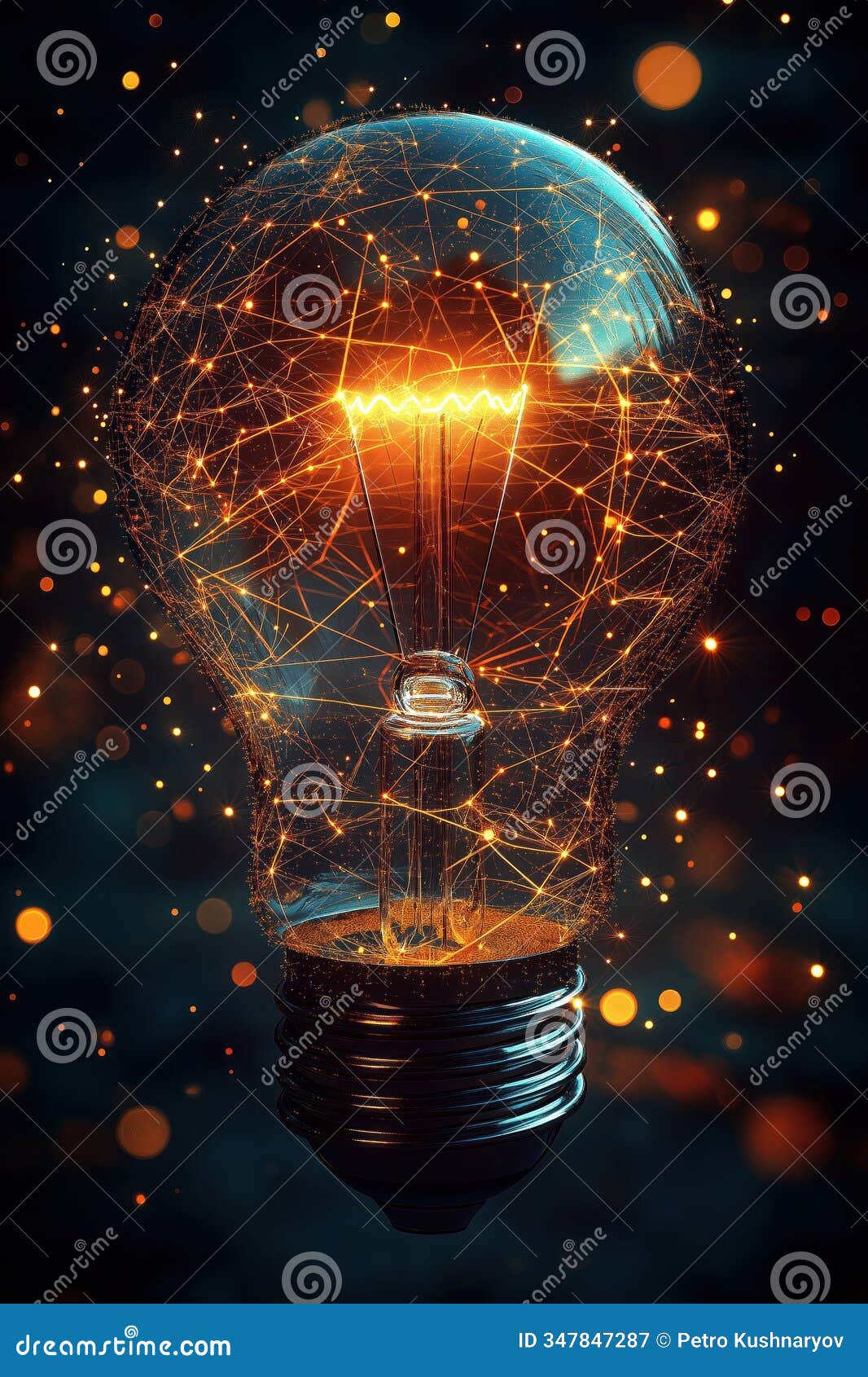 Abstract Lightbulb Development Goals. Networked Connections Inside Bulb ...