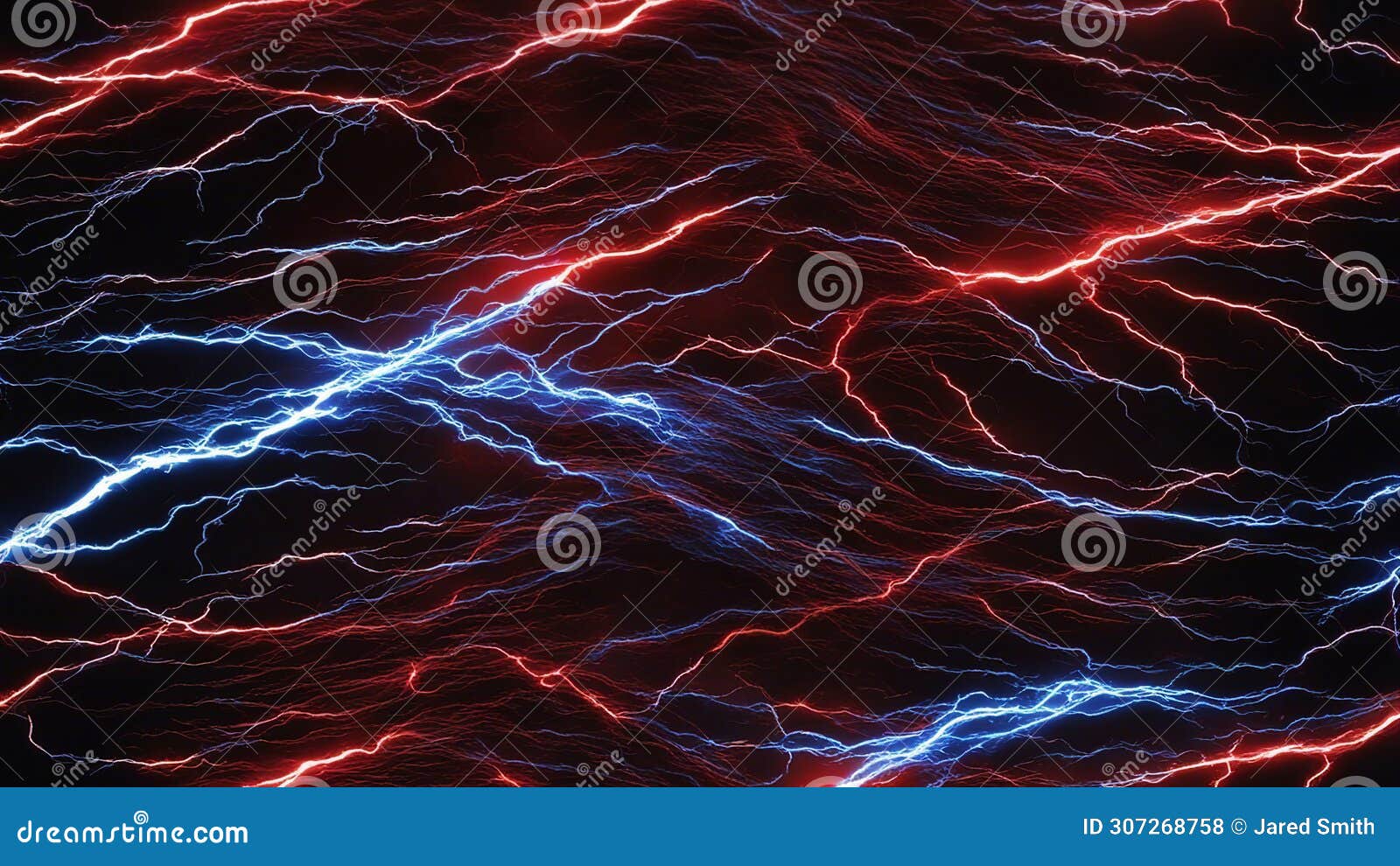 Abstract Lightning Background a Red and Blue Clash of Lightnings on a ...