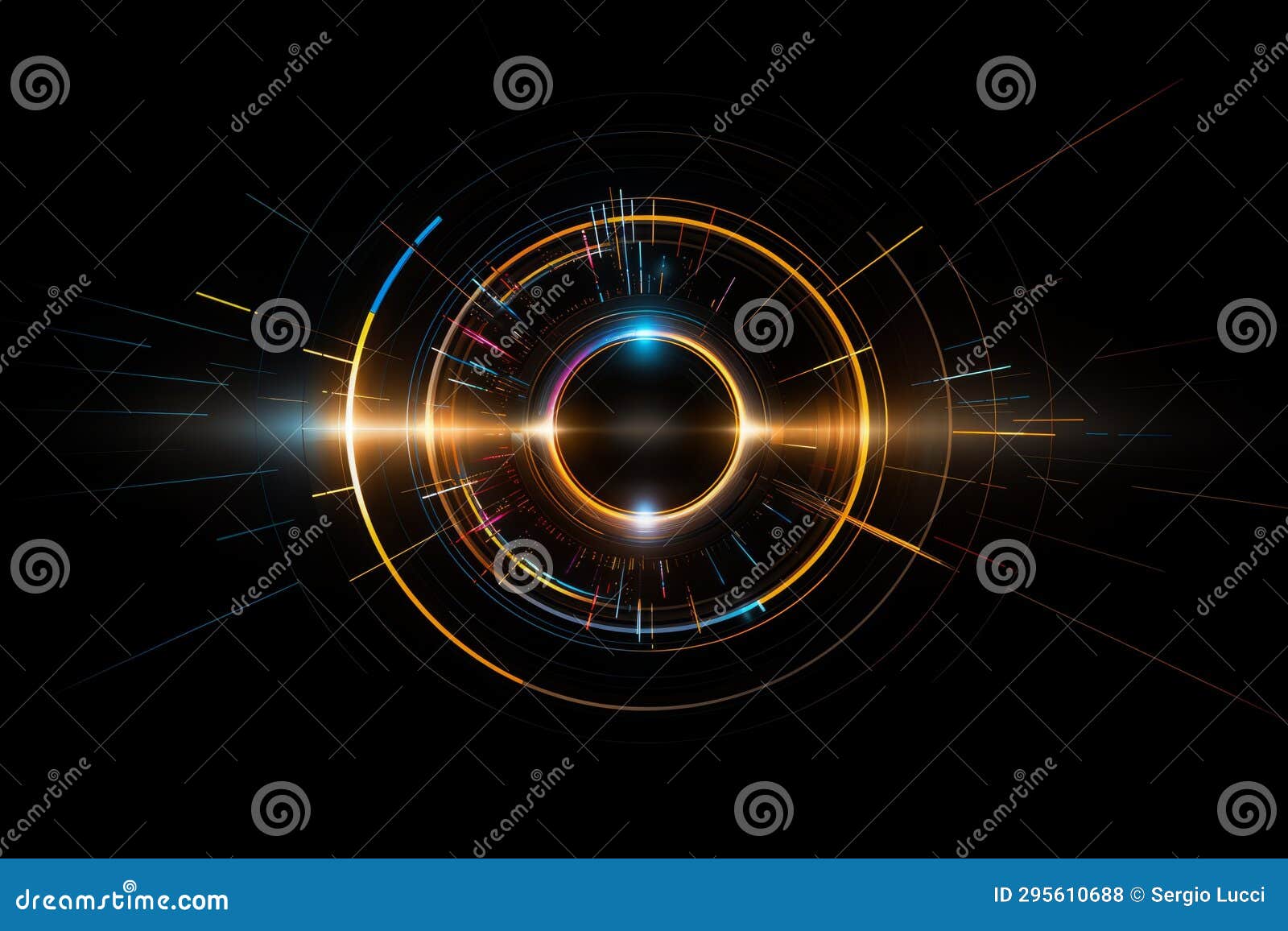 Abstract Lights Circle Background. Neon Lights, Laser Rays, Glowing ...