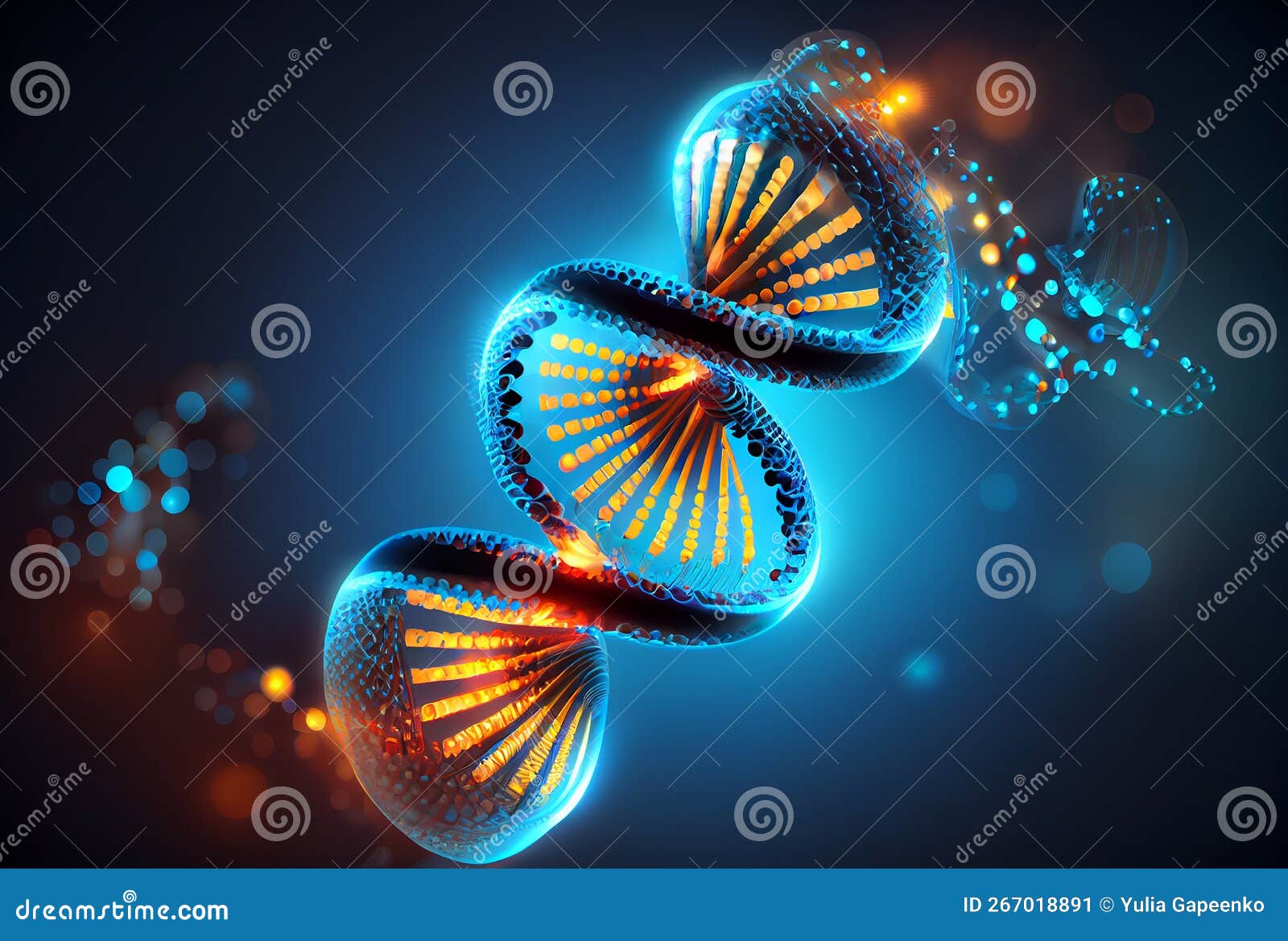 Abstract Lights Vivid Thin DNA Double Helix. Illustration Generative AI ...