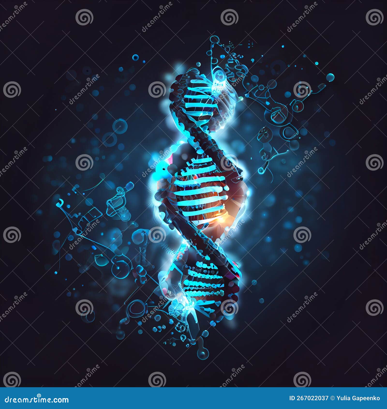 Abstract Lights Vivid Thin DNA Double Helix. Illustration Generative AI ...
