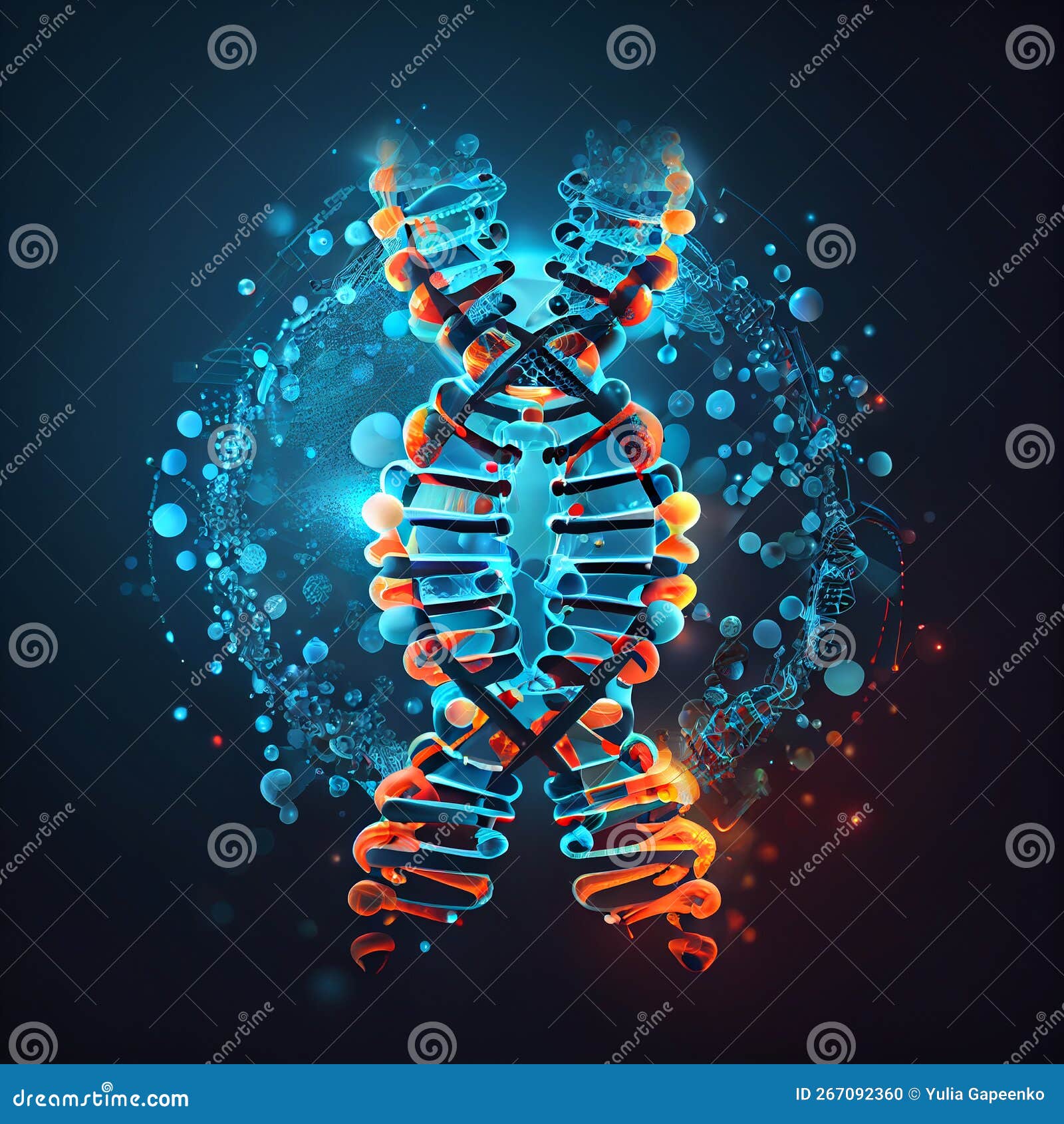 Abstract Lights Vivid Thin DNA Double Helix. Illustration Generative AI ...
