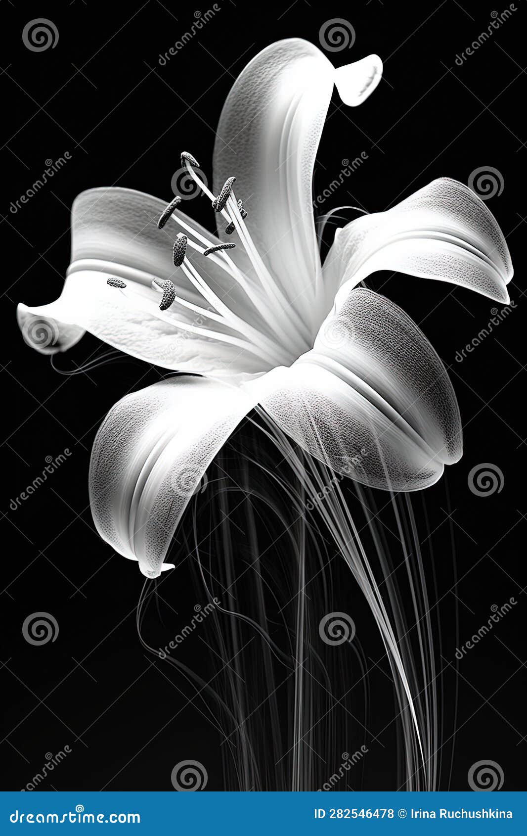 Abstract Lily, Black and White Illustration. Generative AI Stock ...