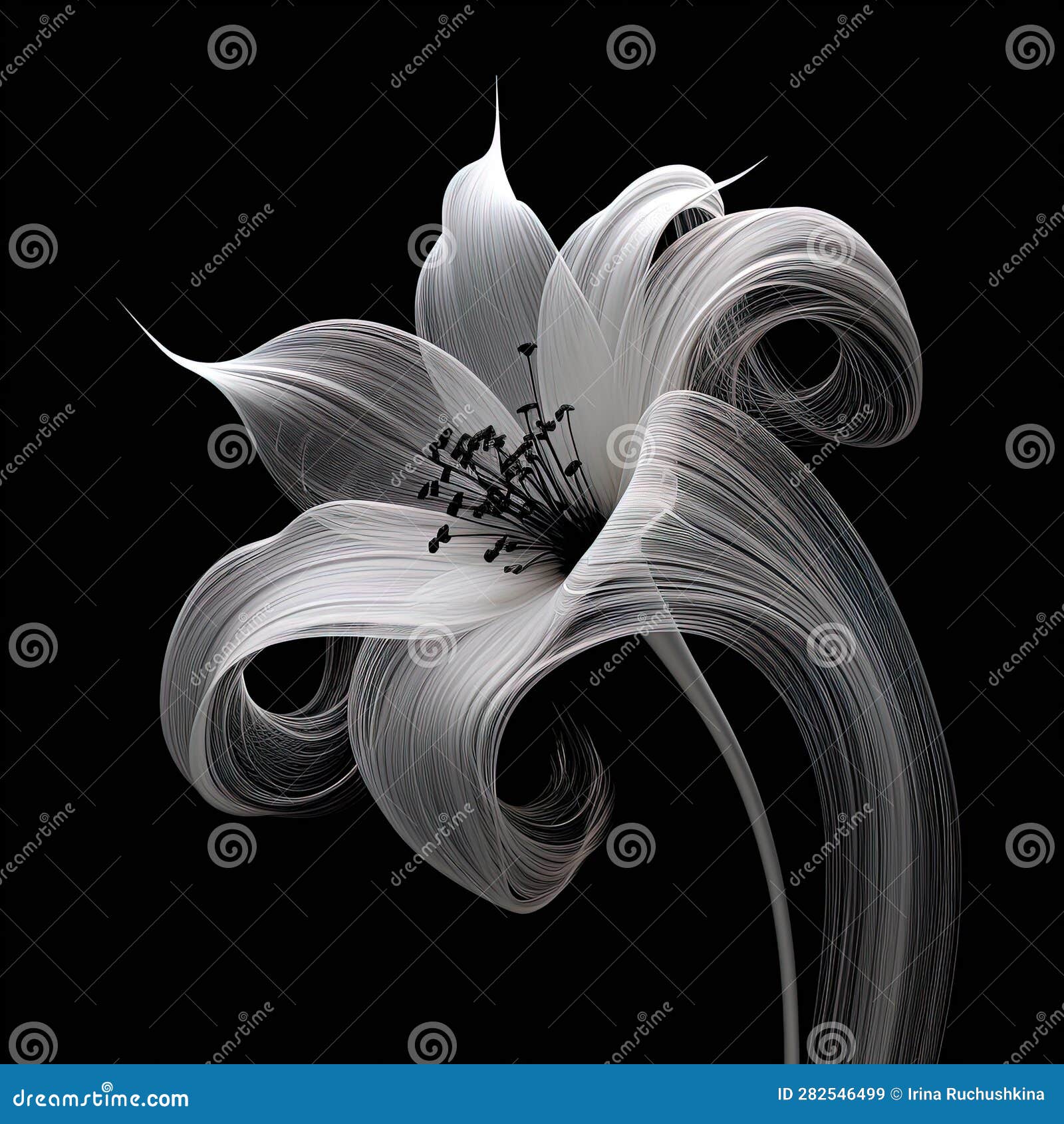 Abstract Lily, Black and White Illustration. Generative AI Stock ...