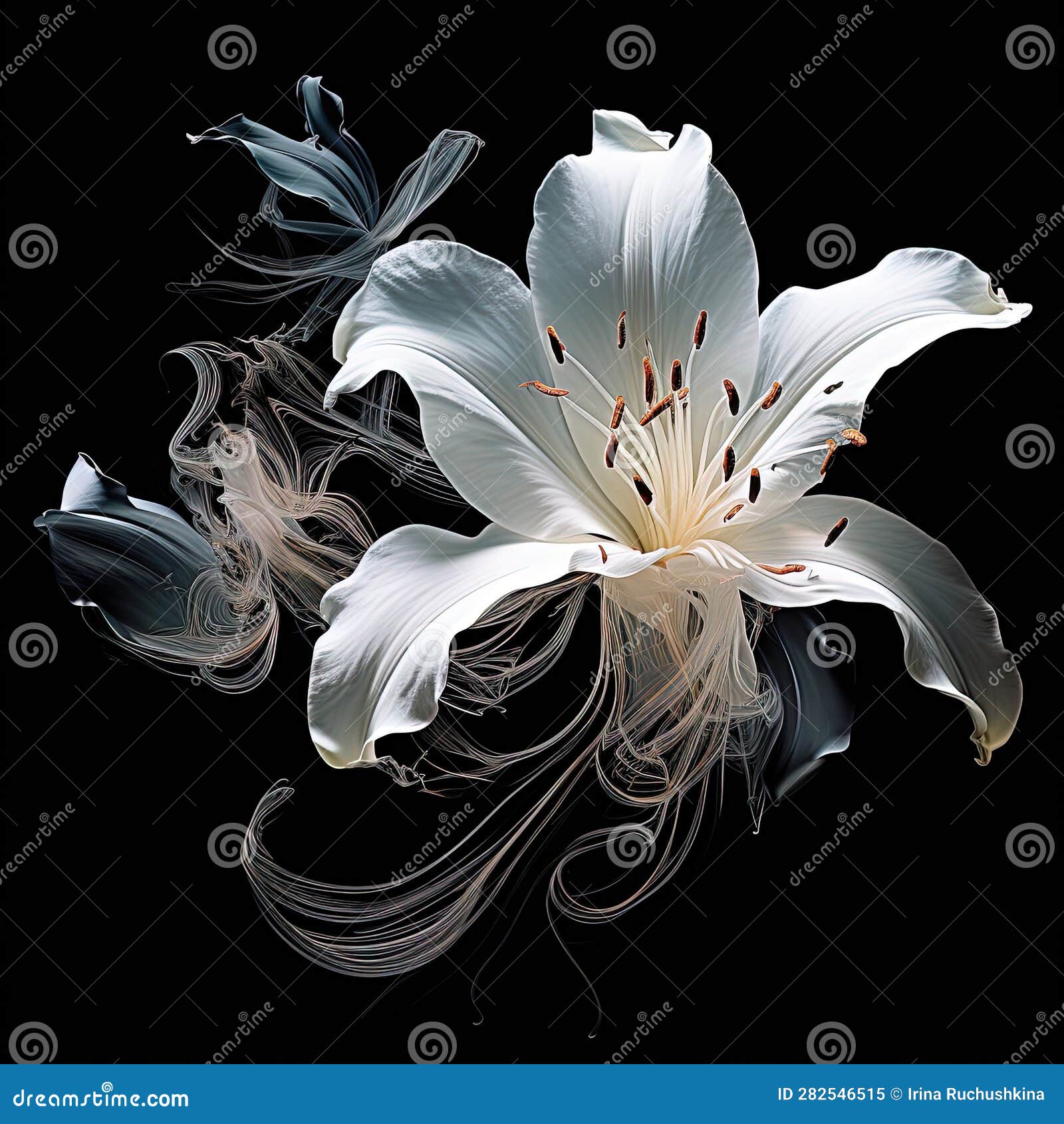 Abstract Lily, Black and White Illustration. Generative AI Stock ...