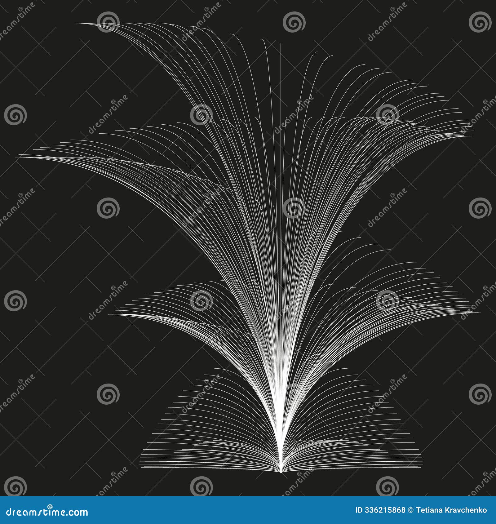 Abstract Line Art. Curved White Lines. Dynamic Flow Pattern. Black ...