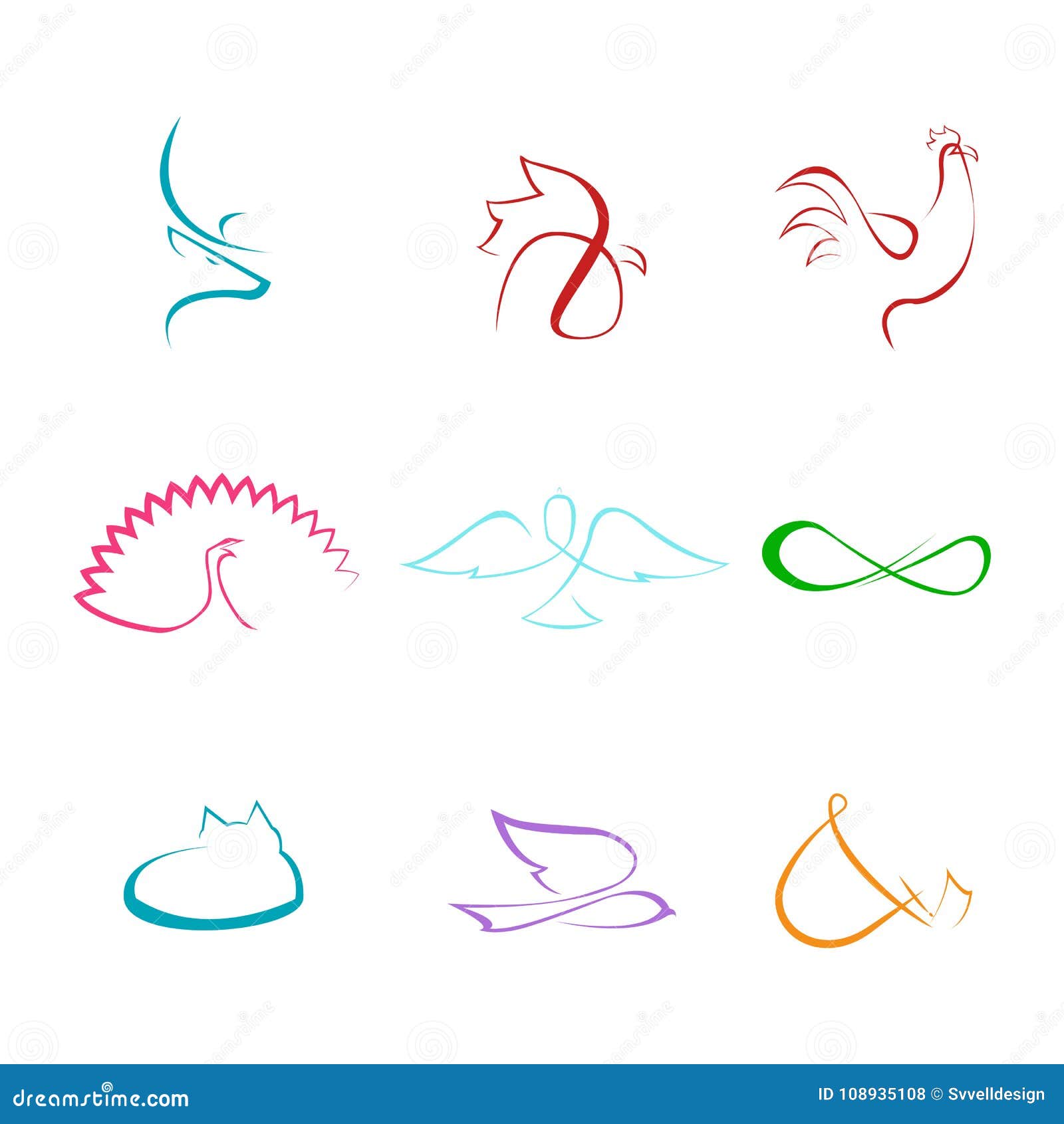 Abstract Line Art Symbol Illustration Graphic Set Stock Vector ...