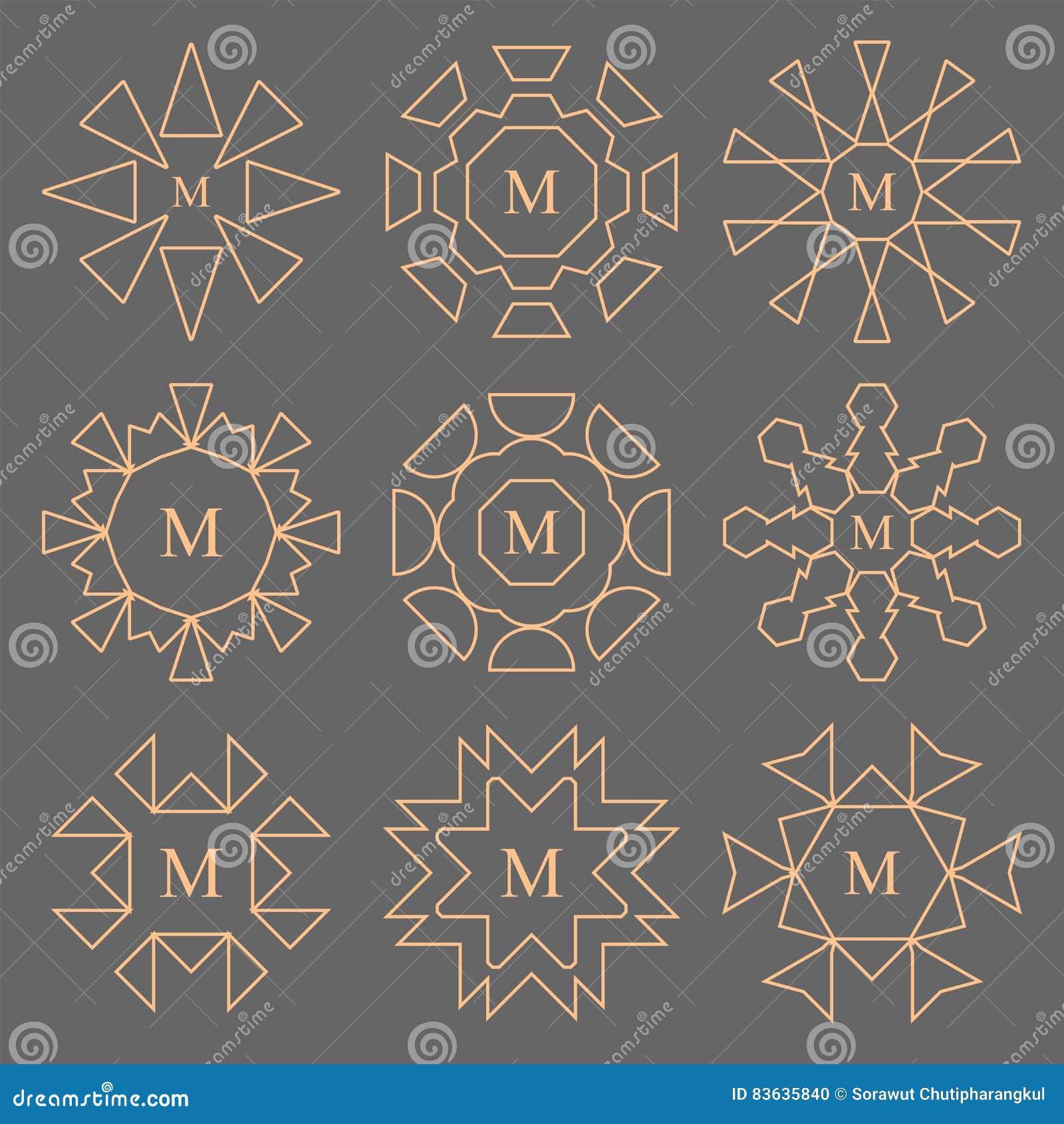 Abstract Line Design Company Monogram Set Stock Vector - Illustration ...