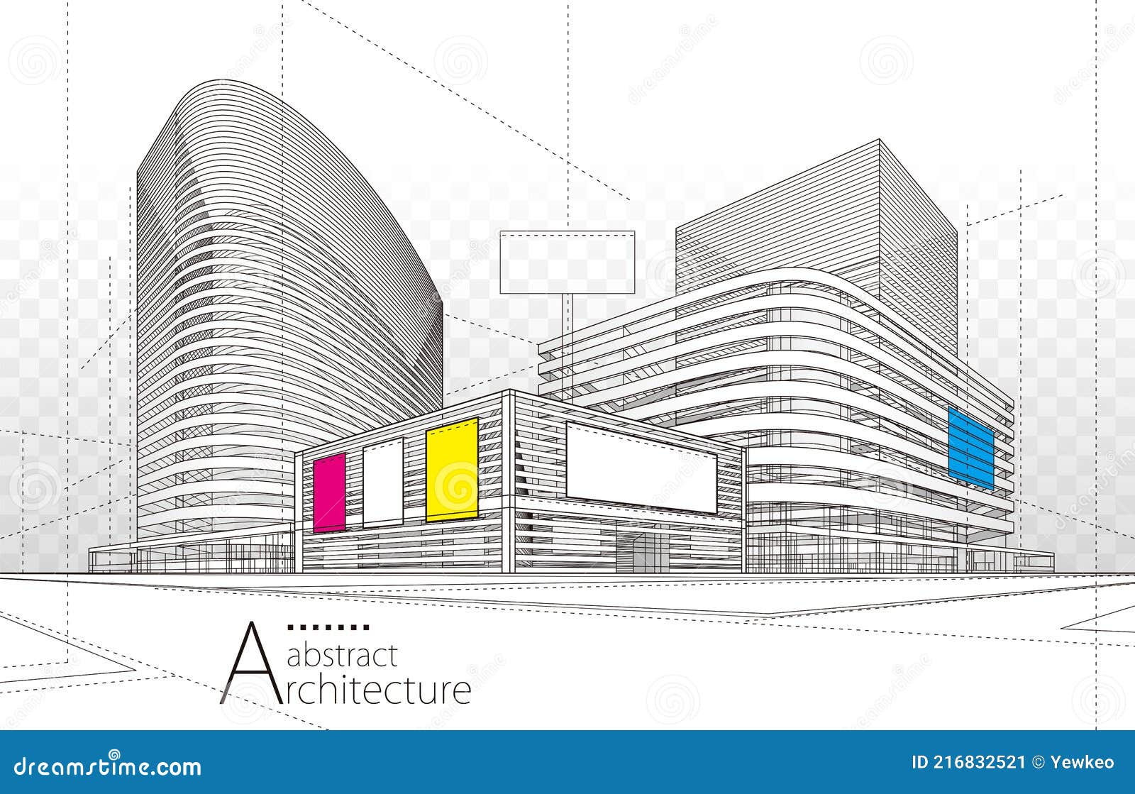 Abstract Line Drawing Architecture Building Background Stock Vector