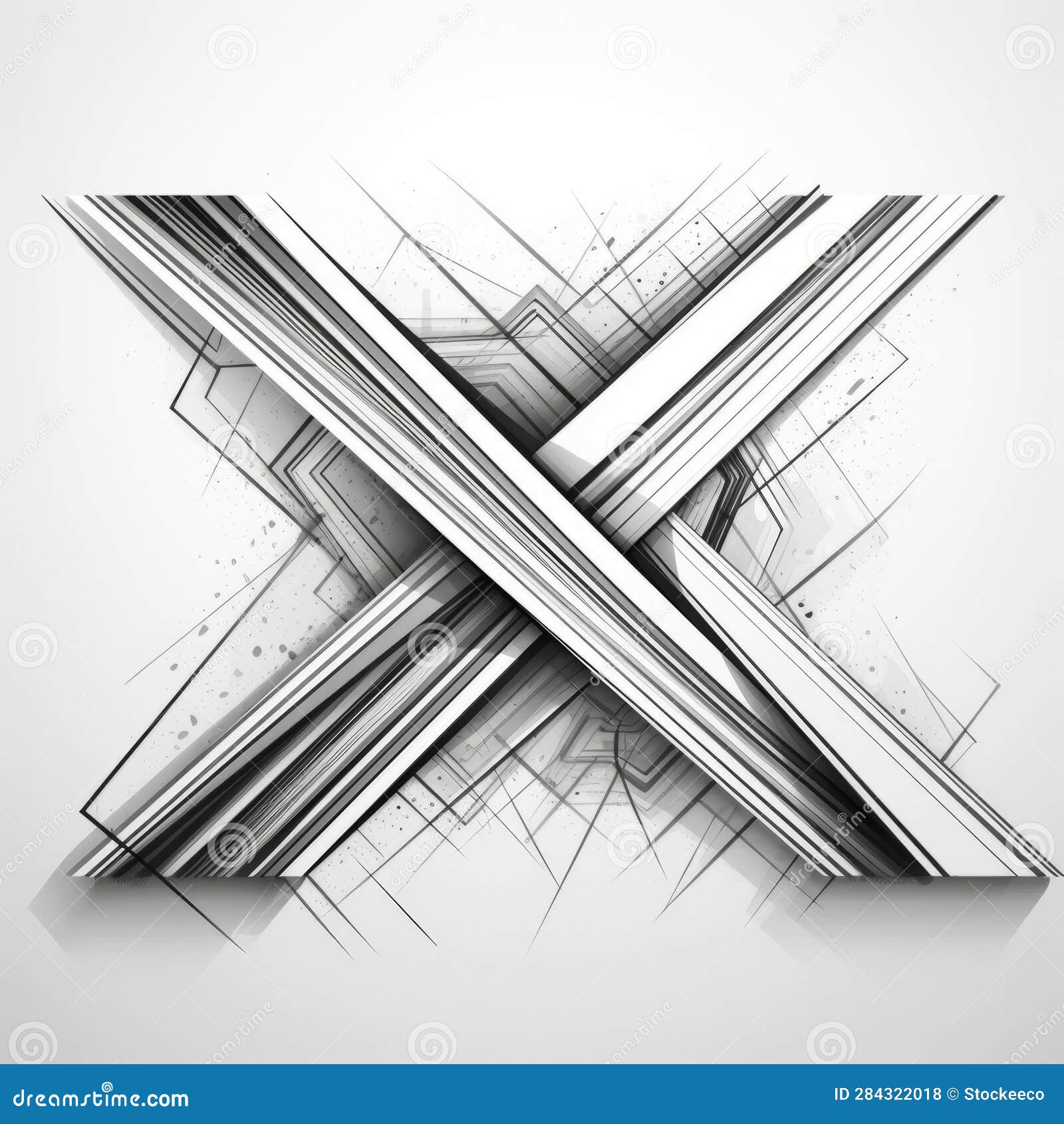 Abstract Wire and Line Design: Futuristic 2d Line Art on White ...