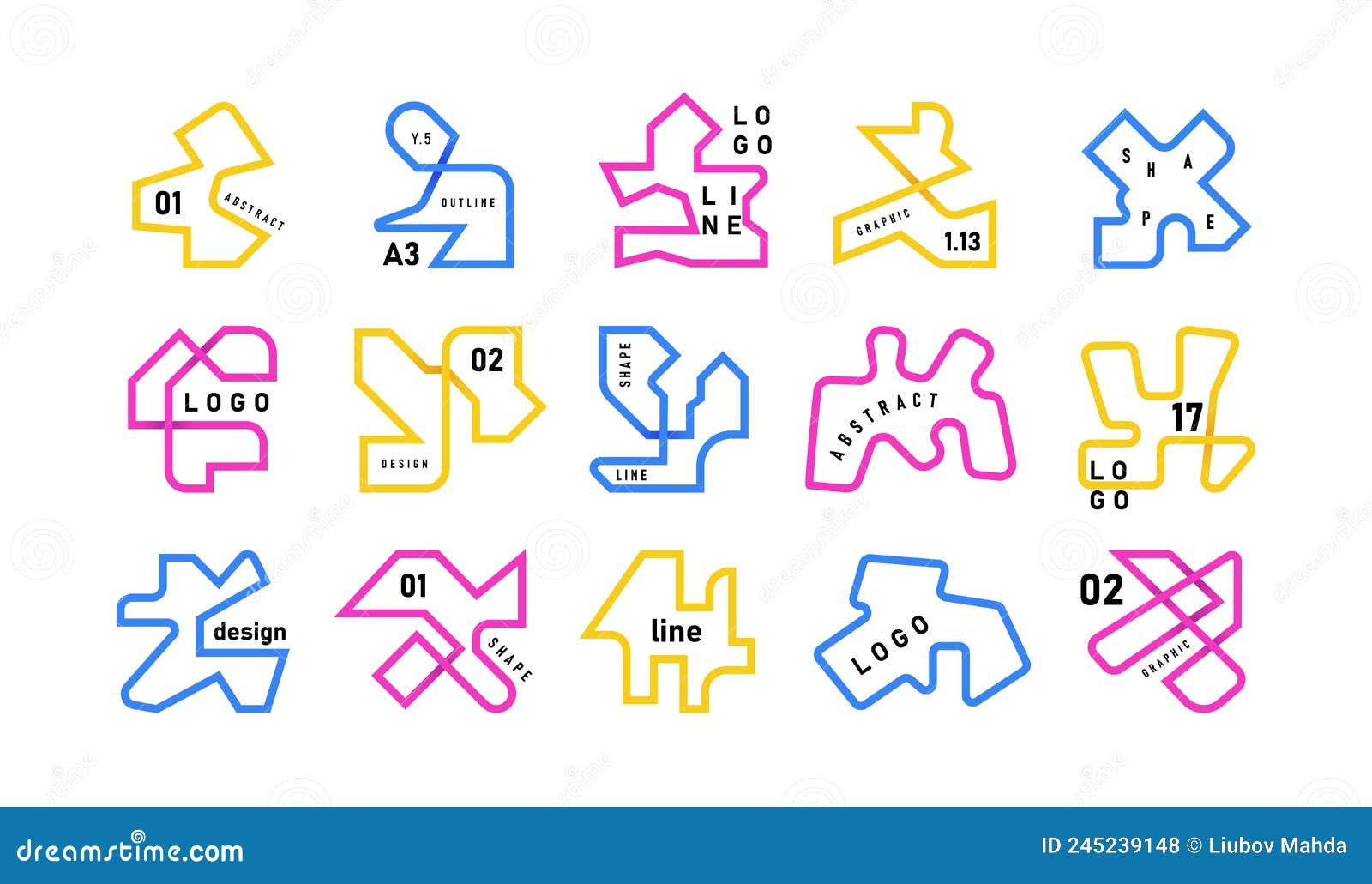 Abstract Line Shapes. Outline Curve Shape Geometric Logo, Antidesign ...