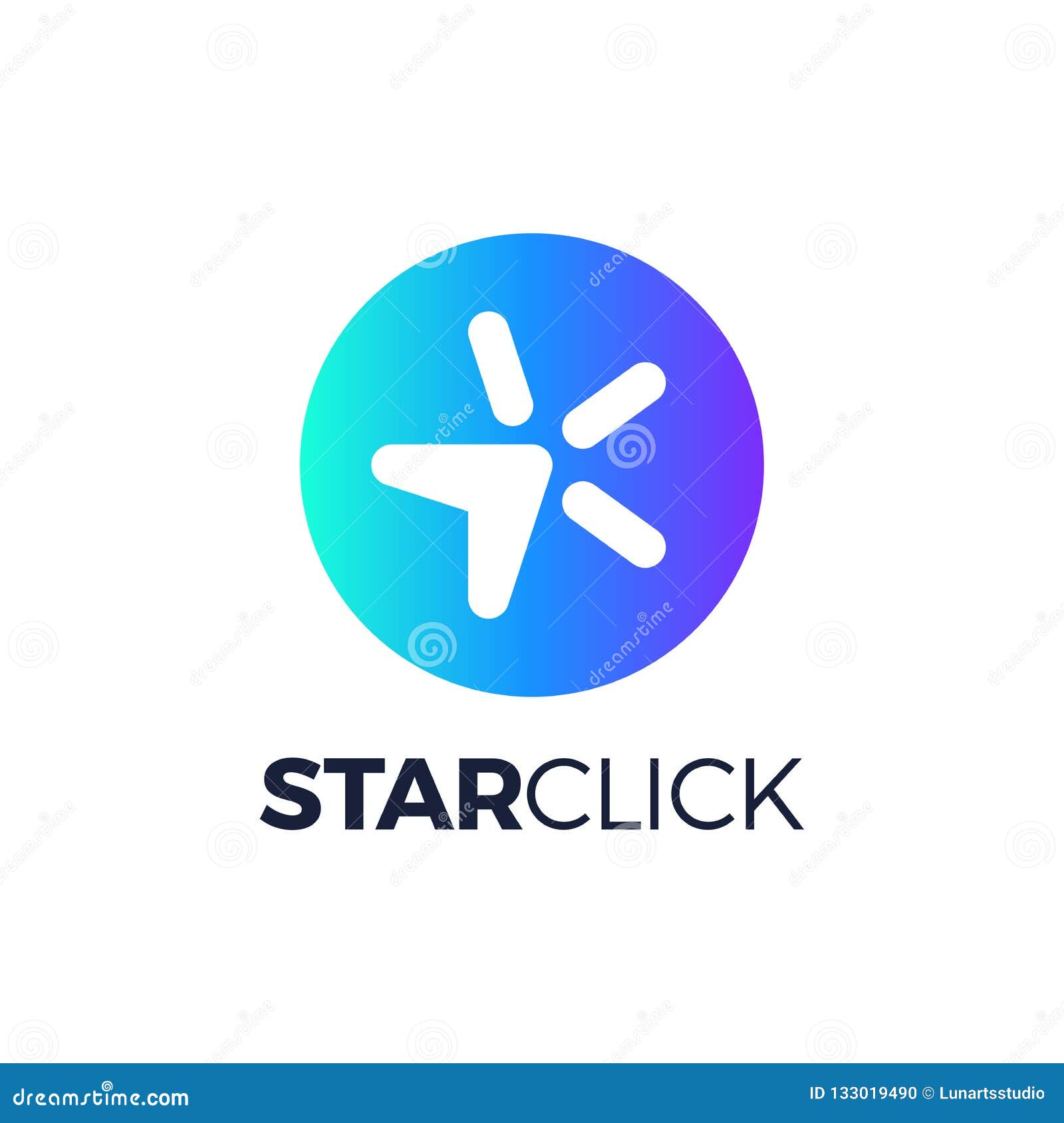 Abstract Line Style Star Logo with Mouse Cursor Click Stock Vector ...