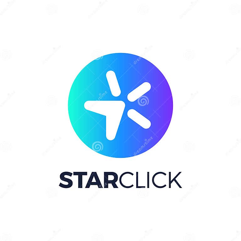 Abstract Line Style Star Logo with Mouse Cursor Click Stock Vector ...