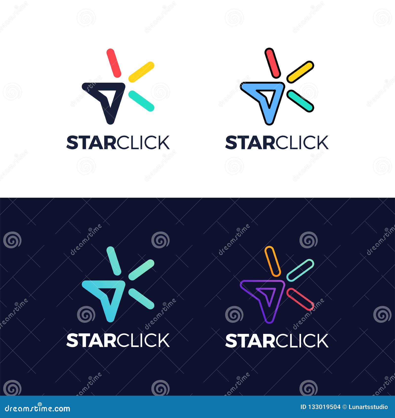 Abstract Line Style Star Logo with Mouse Cursor Click Stock Vector ...