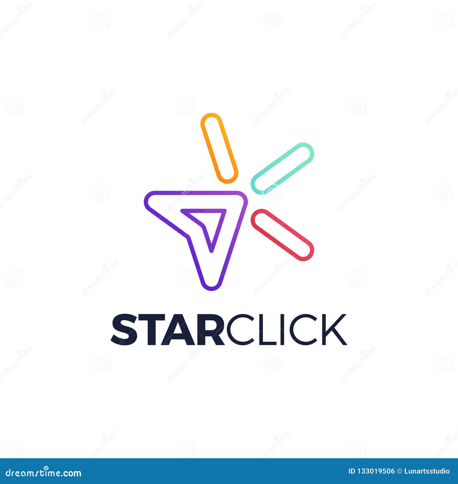 Abstract Line Style Star Logo with Mouse Cursor Click Stock Vector ...