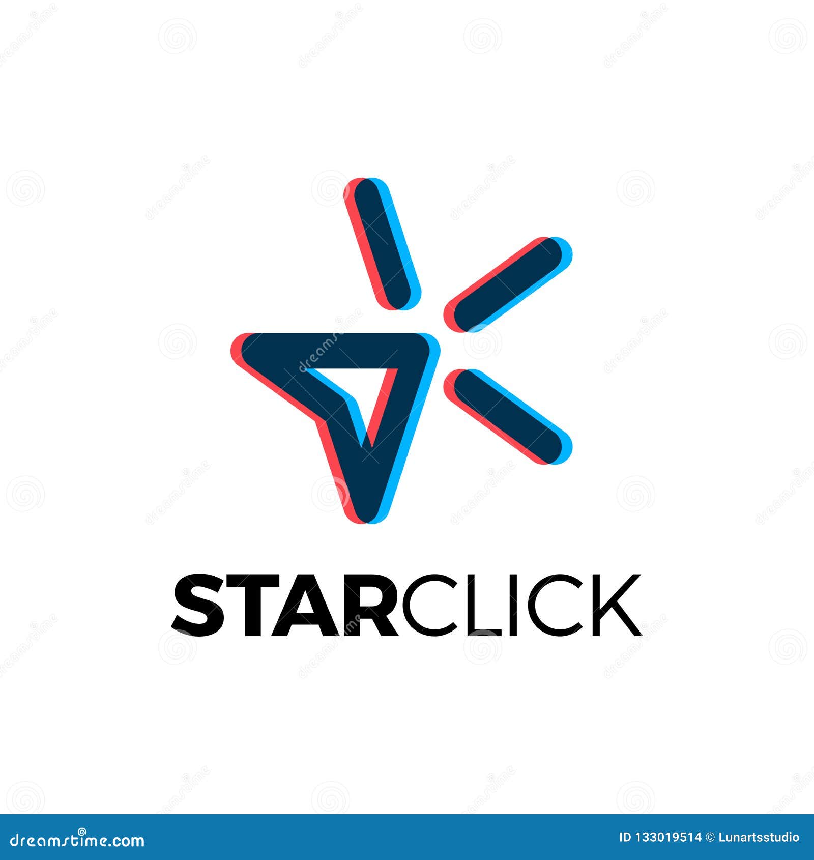 Abstract Line Style Star Logo with Mouse Cursor Click Stock Vector ...