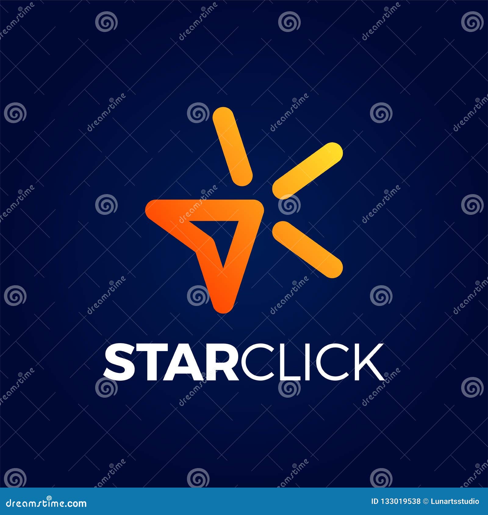 Abstract Line Style Star Logo with Mouse Cursor Click Stock Vector ...