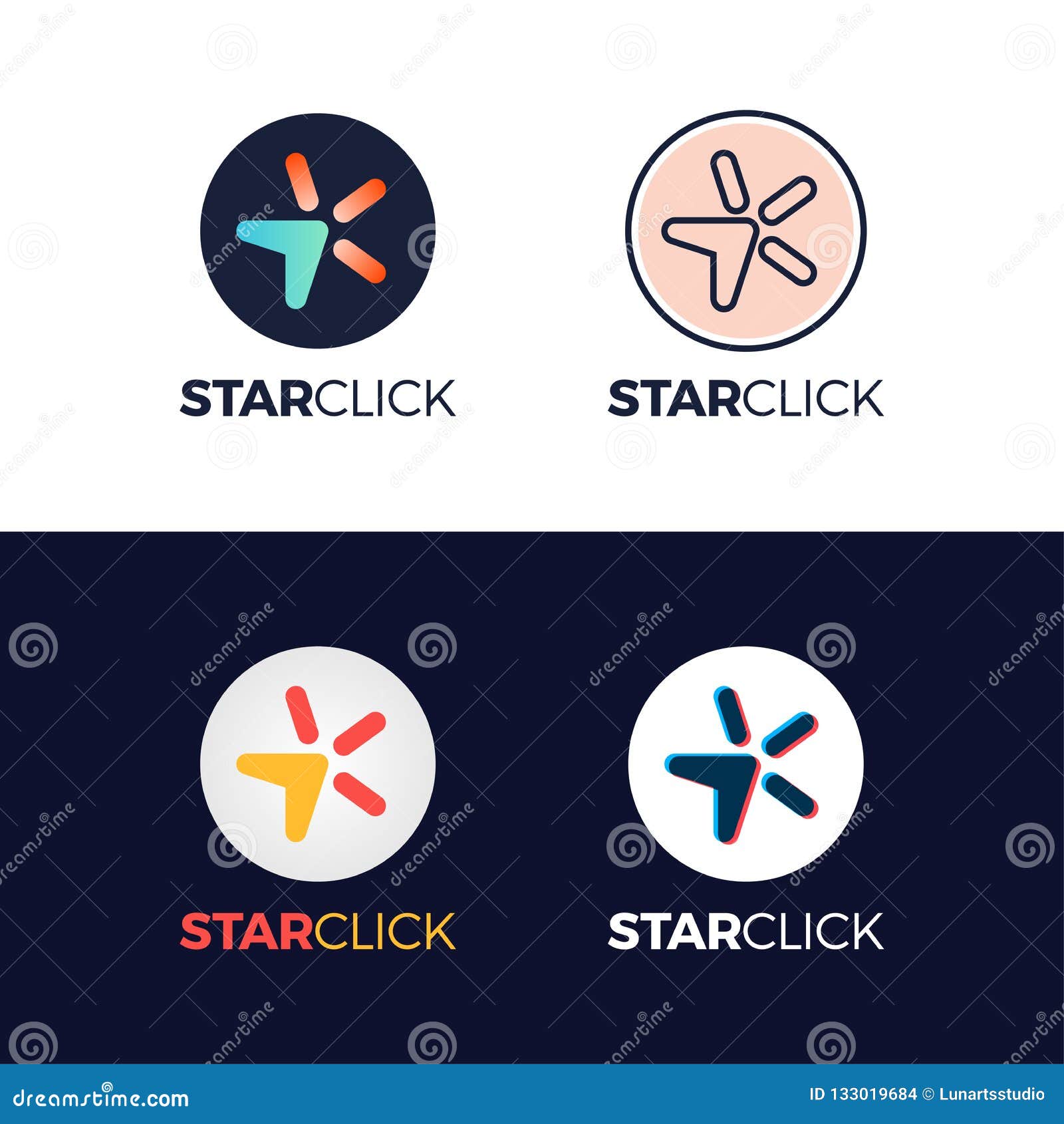 Abstract Line Style Star Logo with Mouse Cursor Click Stock Vector ...