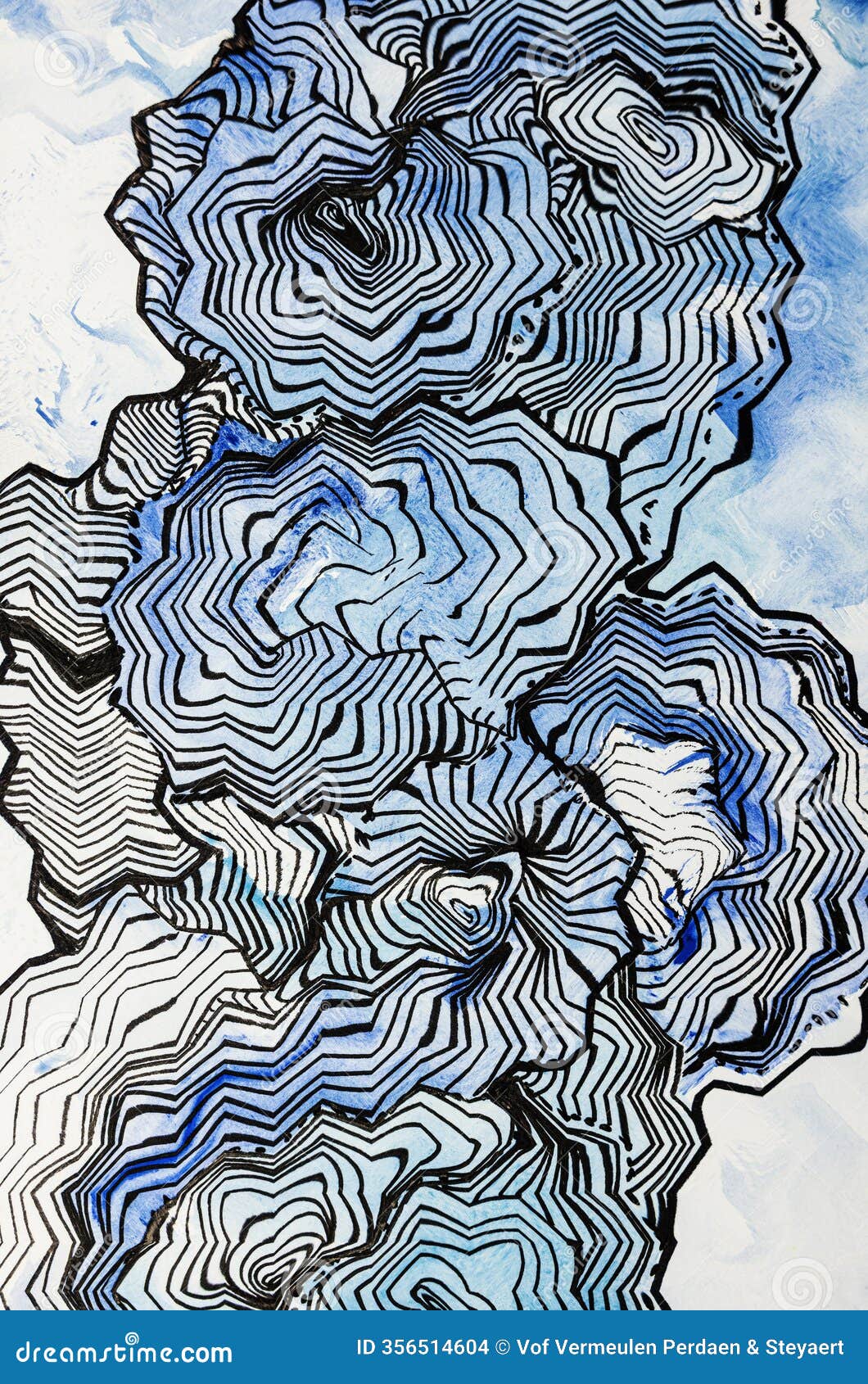 Abstract Line Work, Drawing with Sharp Edges with Pen and Ink. Stock ...