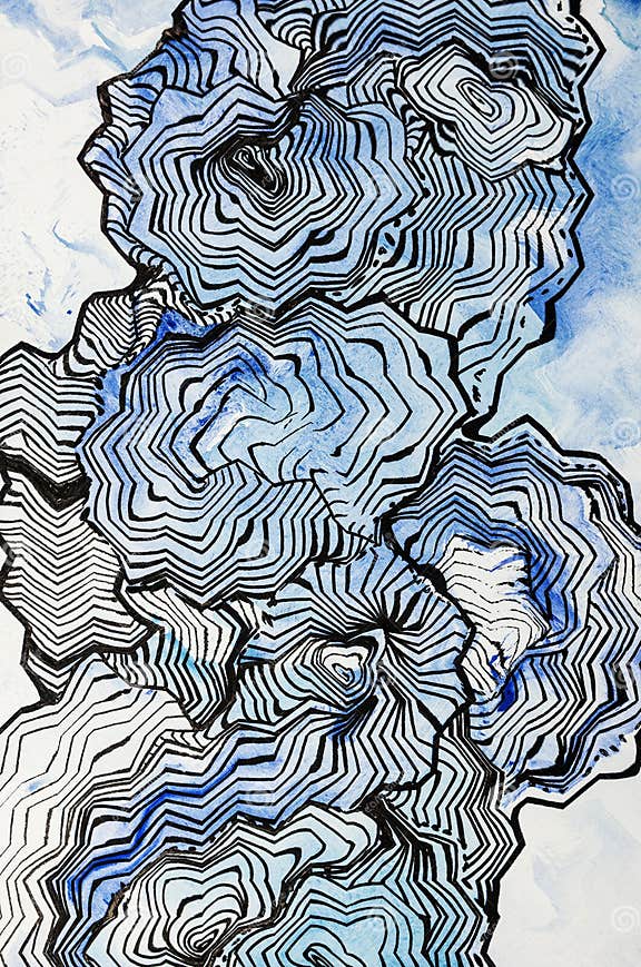 Abstract Line Work, Drawing with Sharp Edges with Pen and Ink. Stock ...