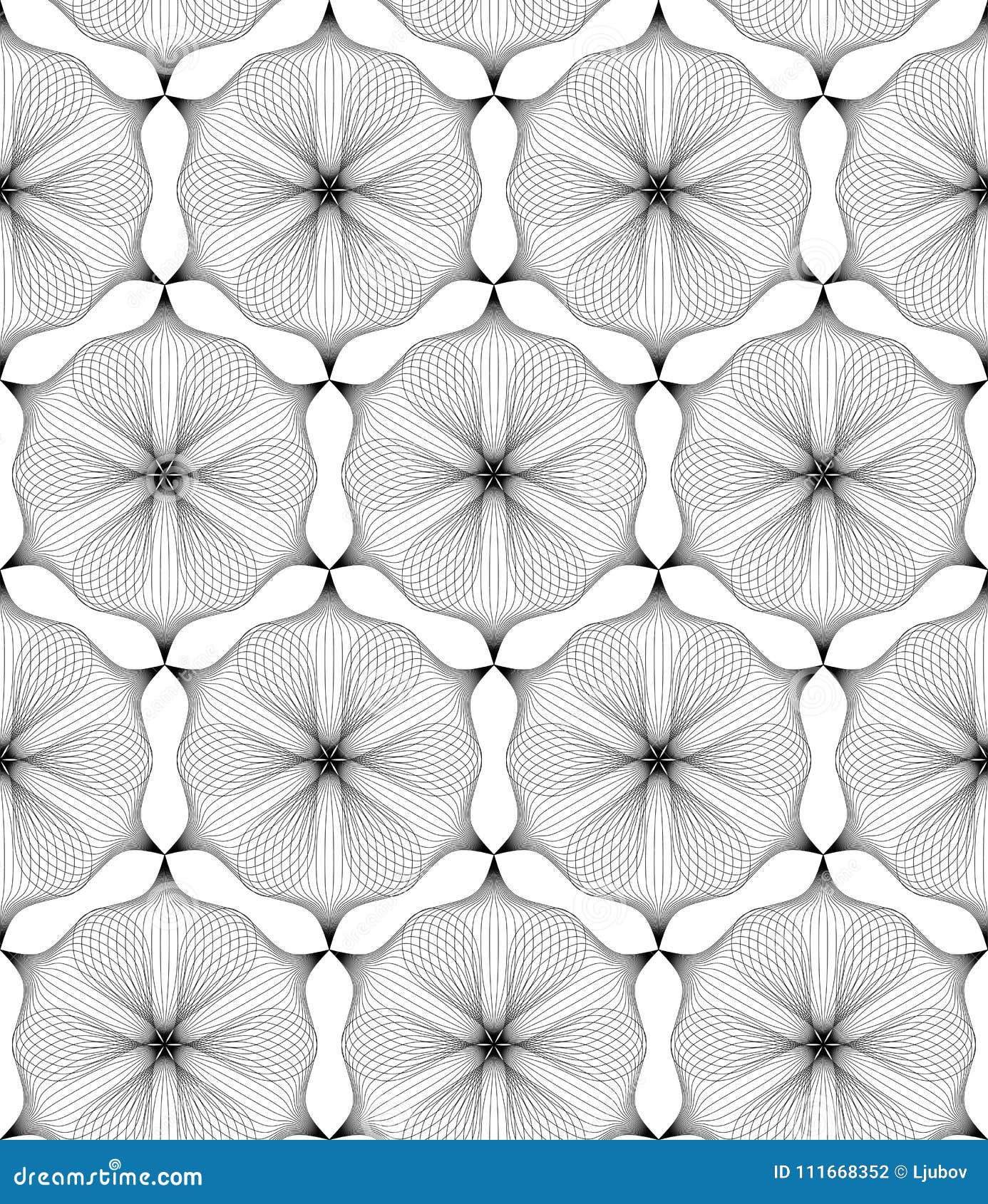 Abstract Linear Hexagonal Flowers. Seamless Vector Pattern Stock Vector ...