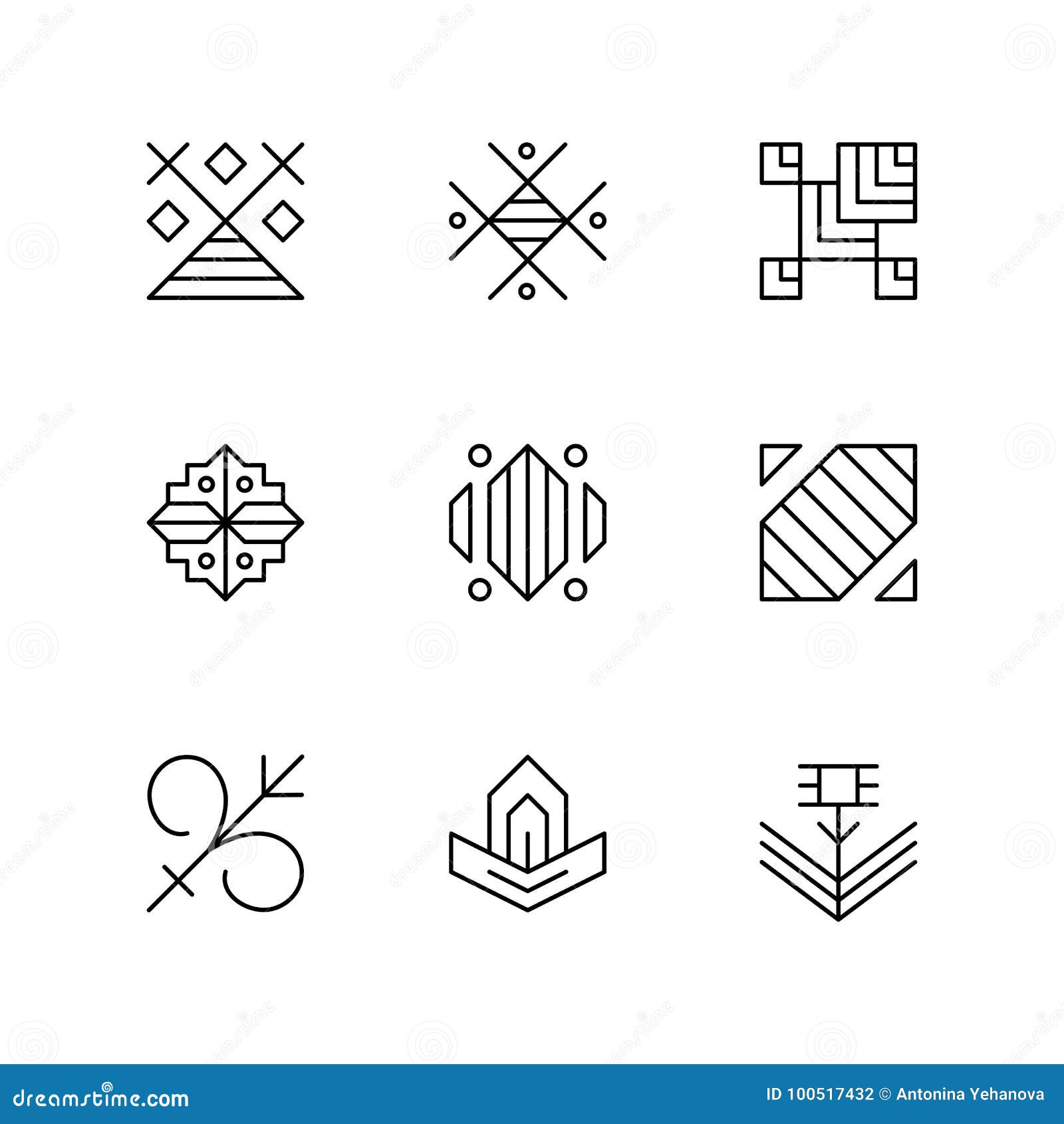 Linear icons and logos. stock vector. Illustration of creative - 100517432