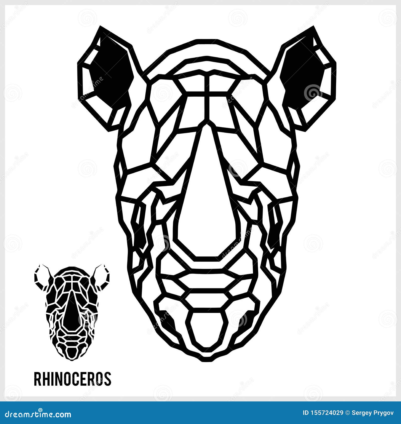 Abstract Linear Polygonal Head of a Rhino. Vector Stock Vector ...