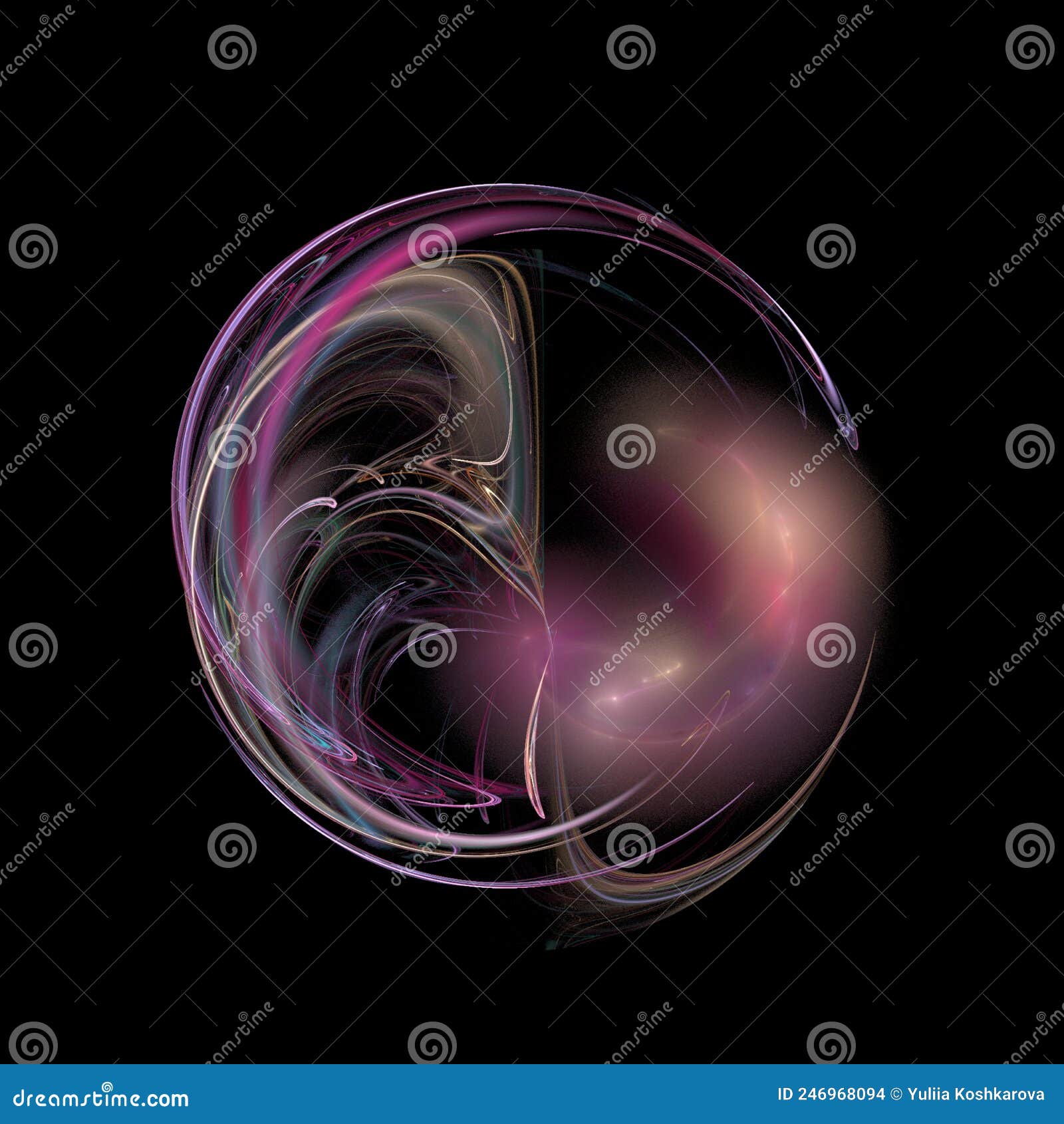Abstract Linear Purple Graphic Element on Black Background, Design ...