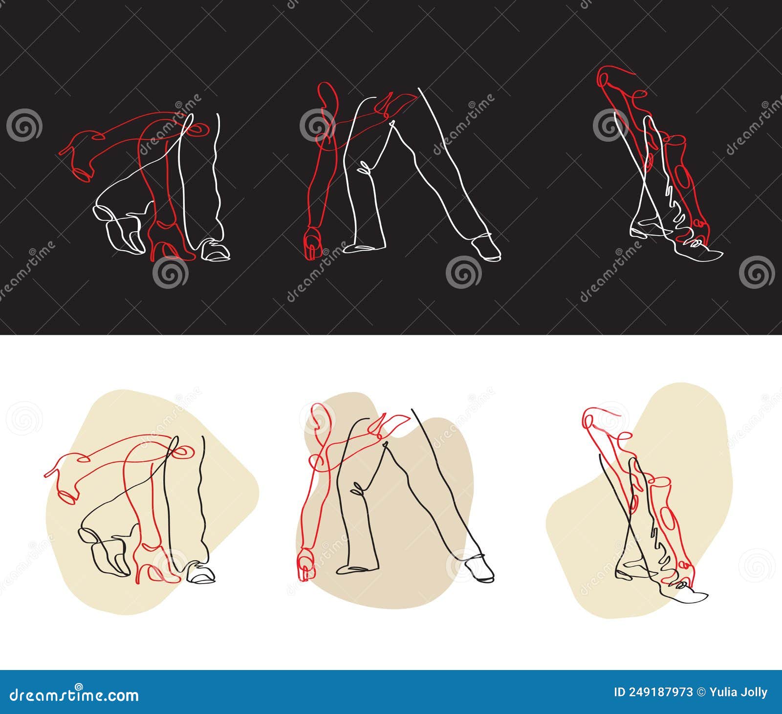 Abstract Linear Tango Dance Pose Dancing Tango Legs Lineart Vector