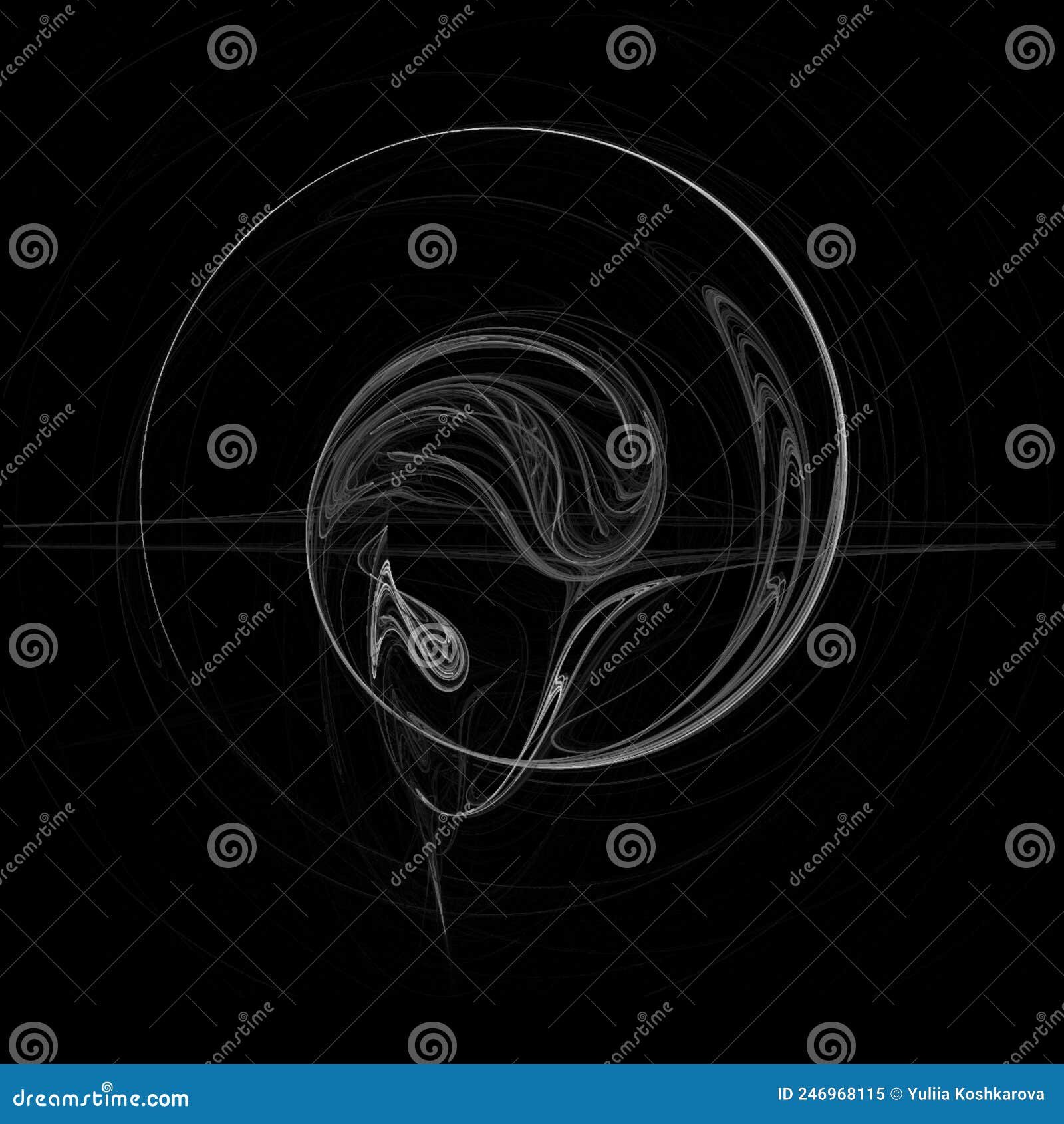 Abstract Linear White Graphic Element on Black Background, Design ...