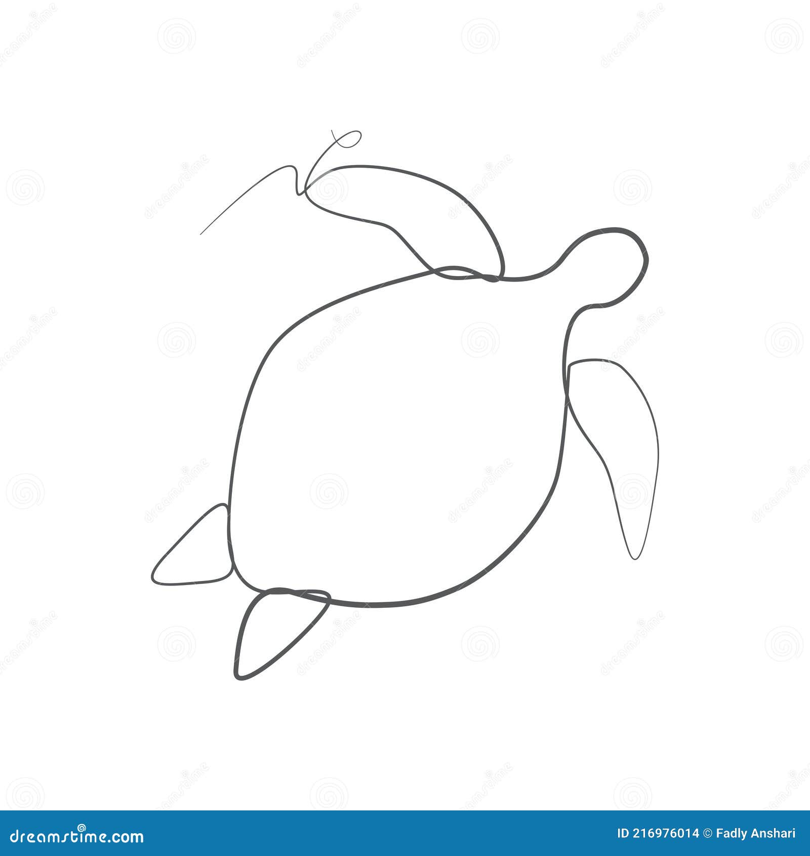 Turtle Hand Drawn Illustration. Square Cartoon Poster Of Ocean Animal ...