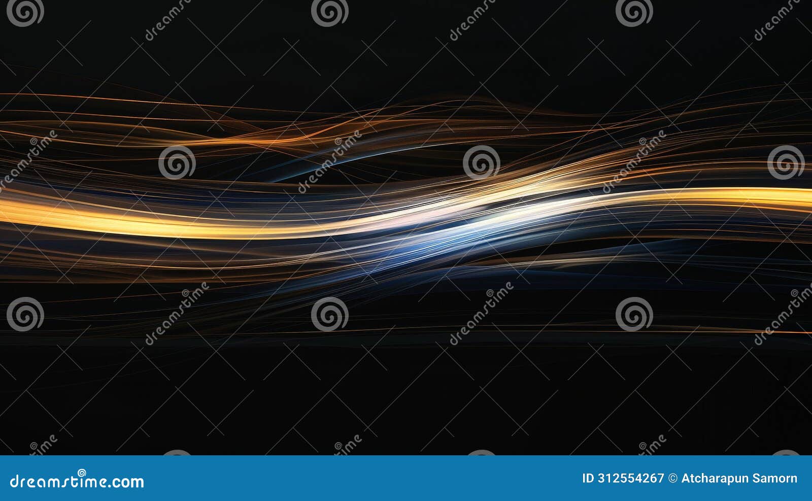 Abstract Lines Blue and Yellow on Black Background, Abstract Futuristic ...