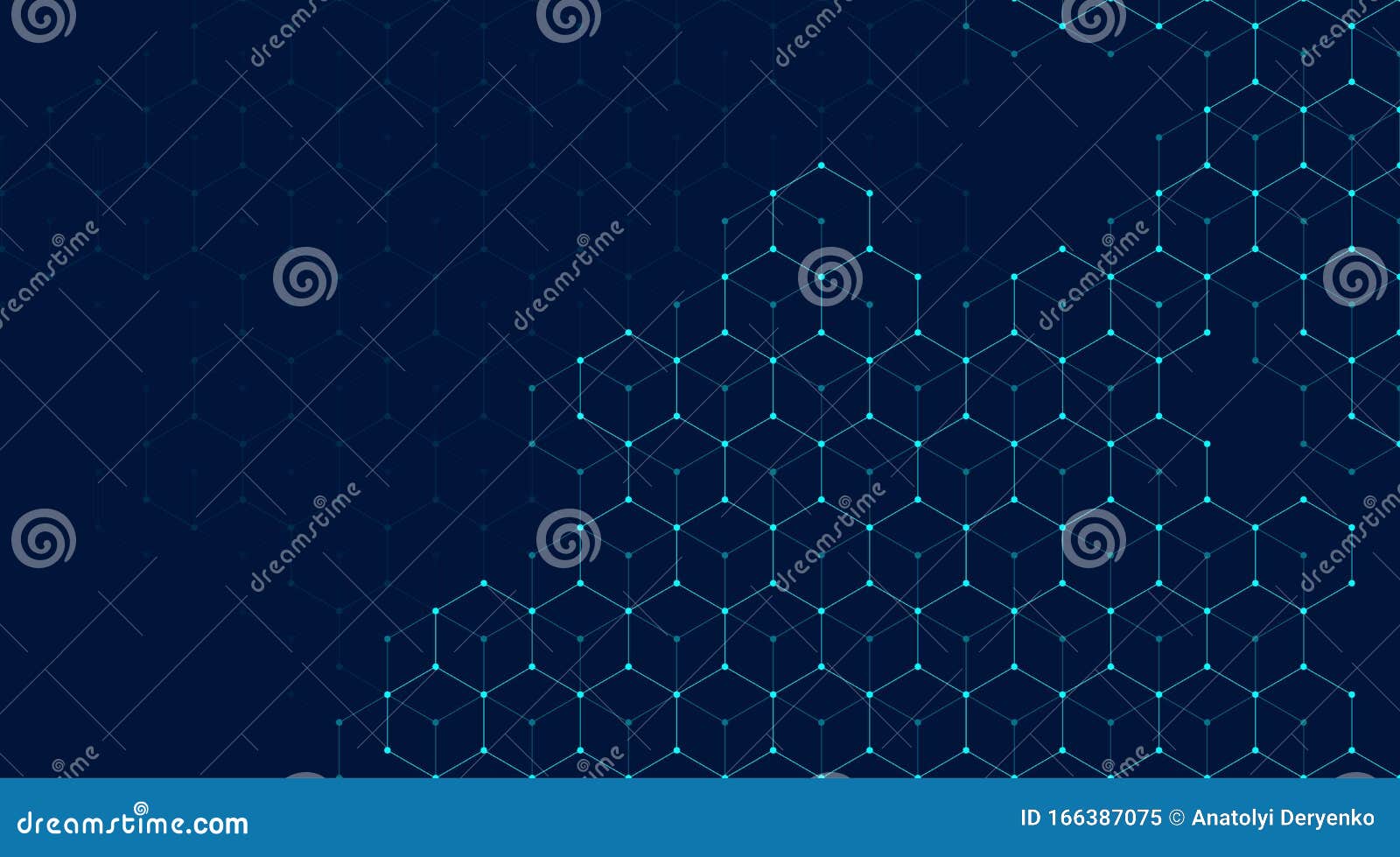 Abstract Lines and Dots Connect Background with Hexagons. Hexagons ...