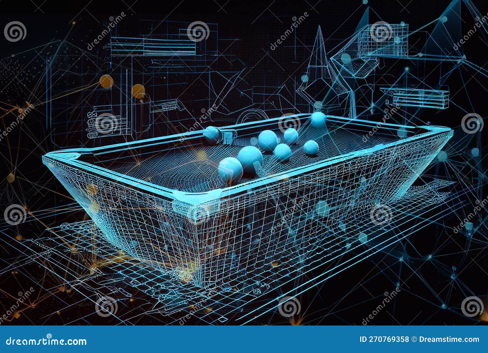Abstract Lines and Dots Pool Table Illustration. Generative AI Stock ...