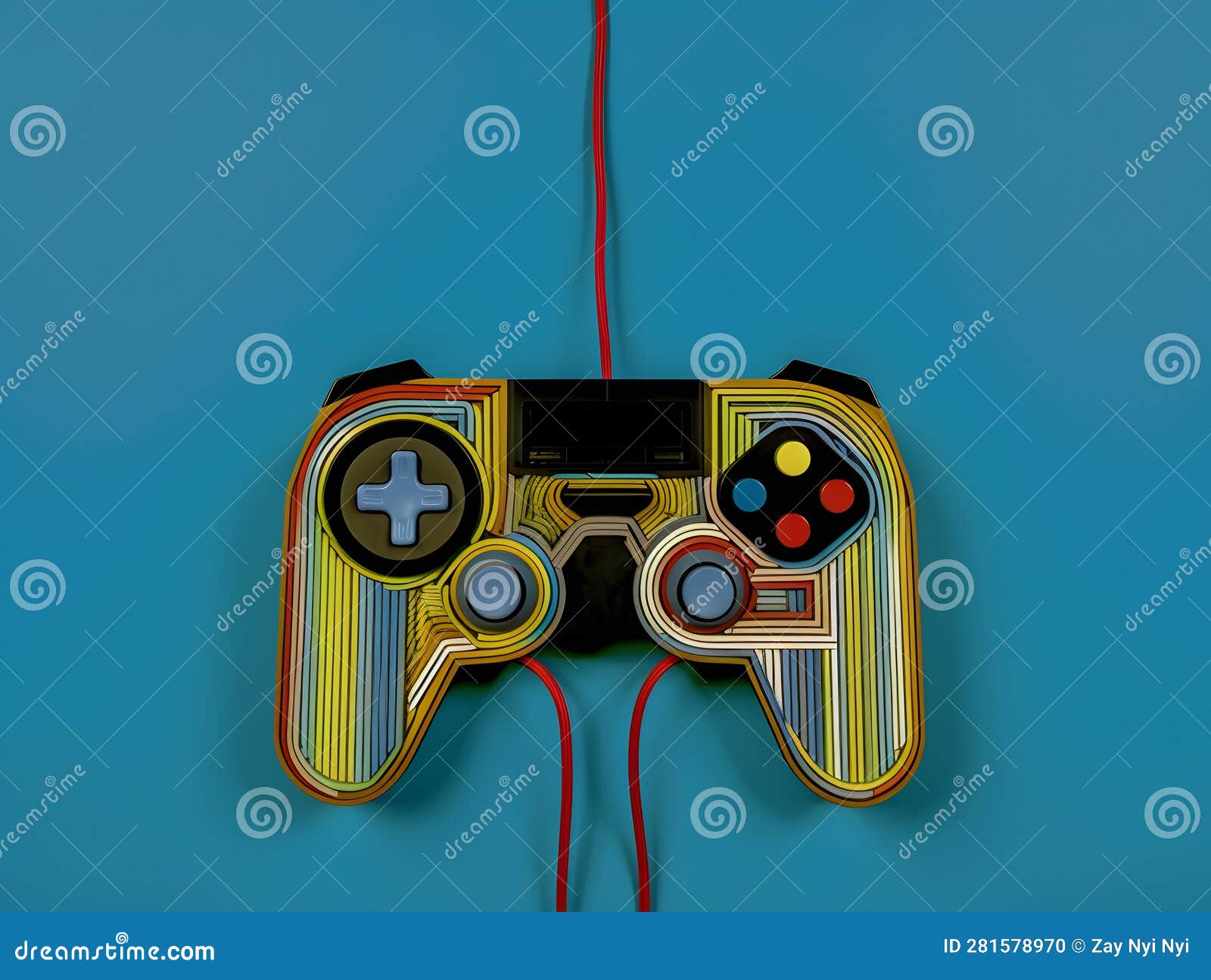 Abstract Lines Drawing of Video Game Controller. AI Generated Stock ...