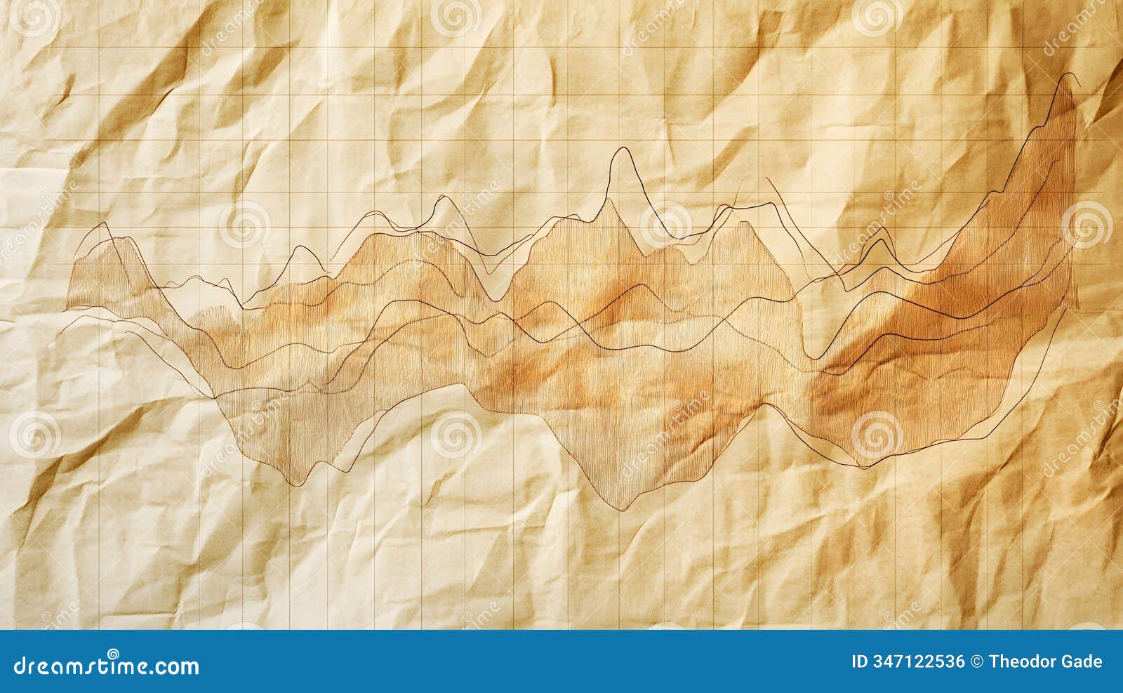 Abstract Lines Drawn on Crumpled Paper Stock Illustration ...