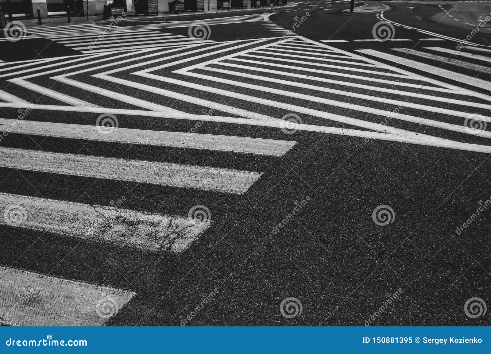Abstract Lines of Pedestrian Crossing, Black and White Stock Image ...