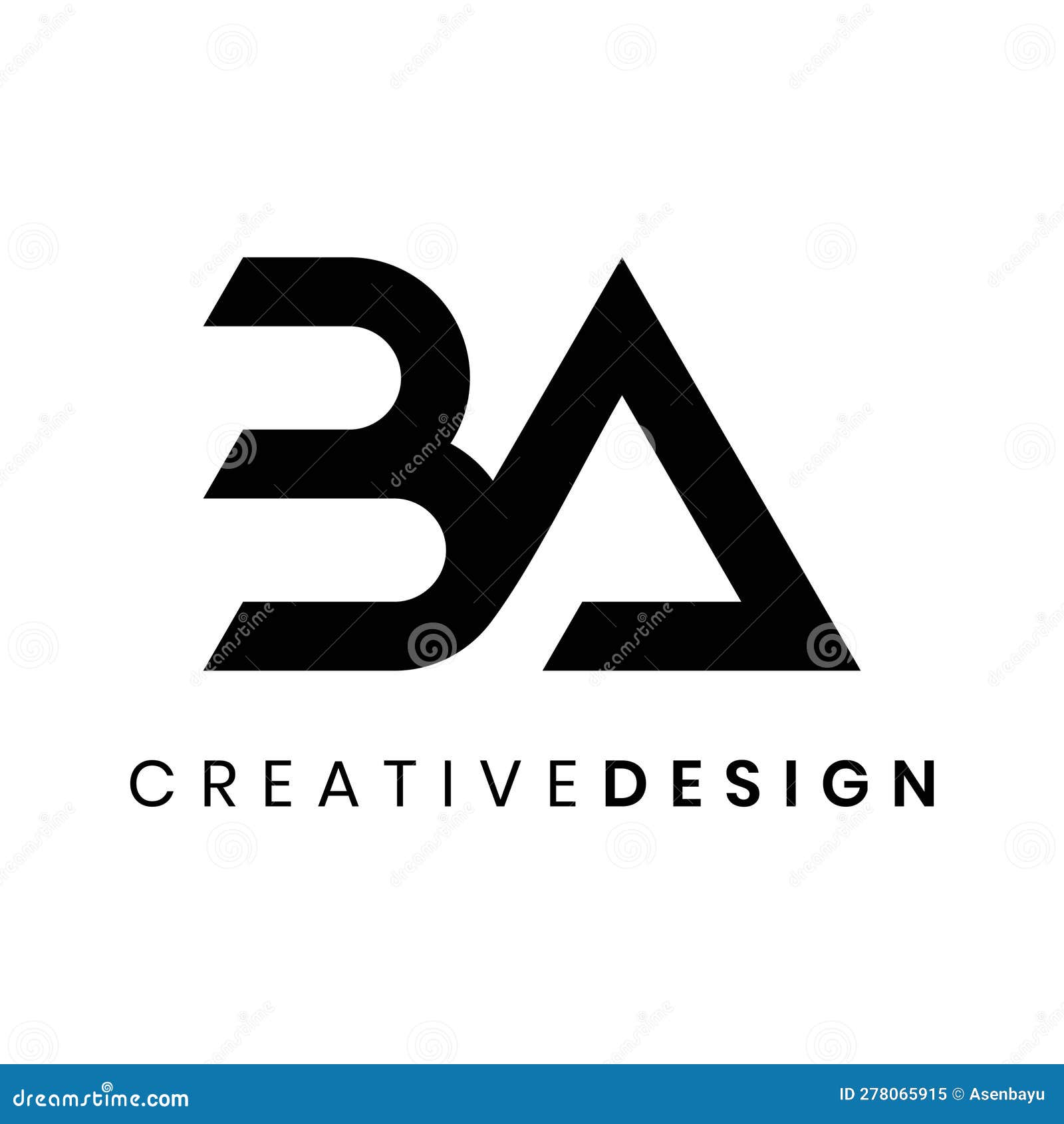 Abstract Linked Letter BA Logo Design Vector Illustration Stock Vector ...