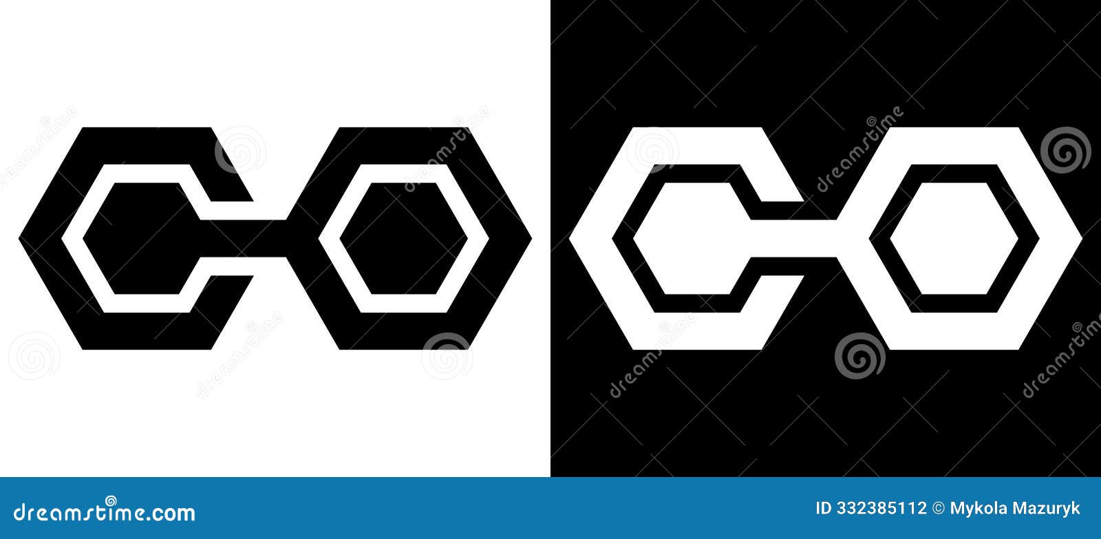 Abstract Linked Letter C and O Like Logo or Icon. Hexagon Connect Concept Stock Vector ...