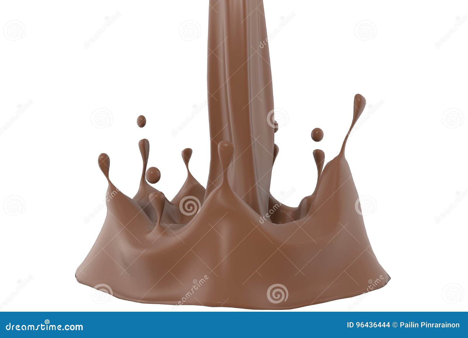 Abstract Liquid Chocolate Splash on Isolated White in 3D Rendering ...
