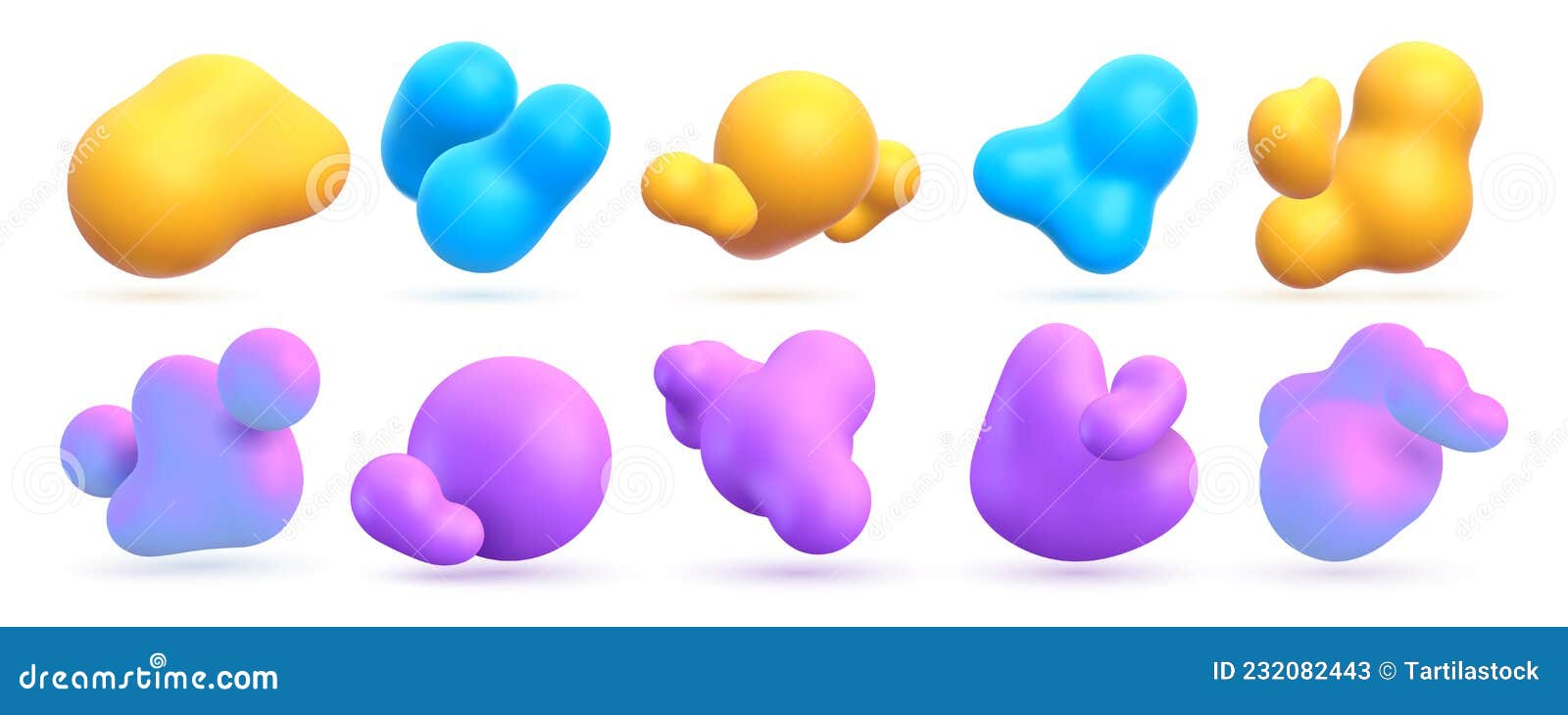 Abstract Liquid 3d Shapes, Floating Paint Drops with Gradient ...