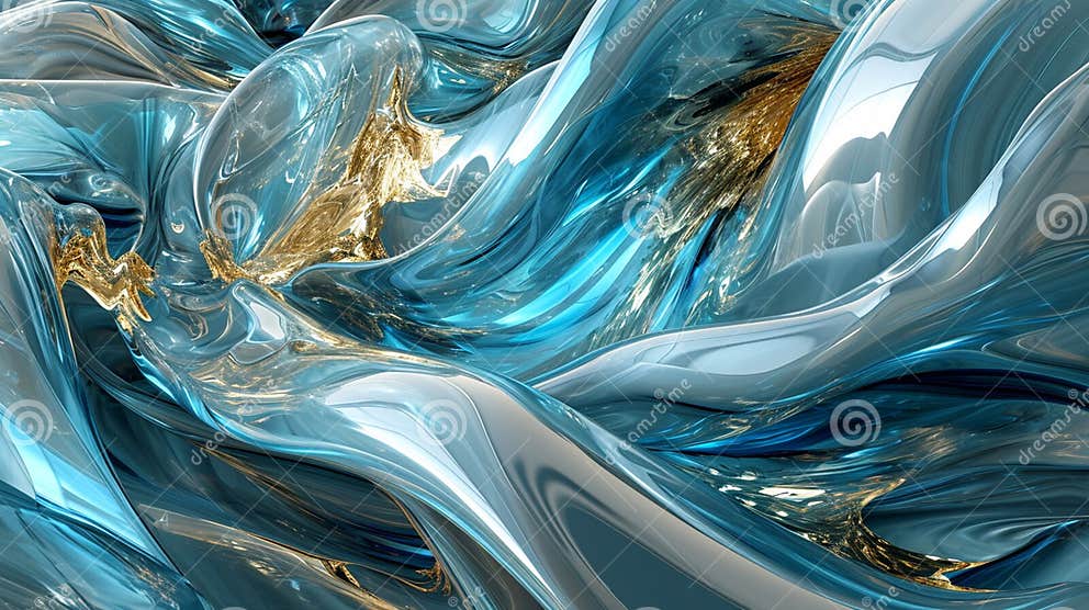 Abstract Liquid Fluid with Dynamic Raytracing Reflection Stock Photo ...
