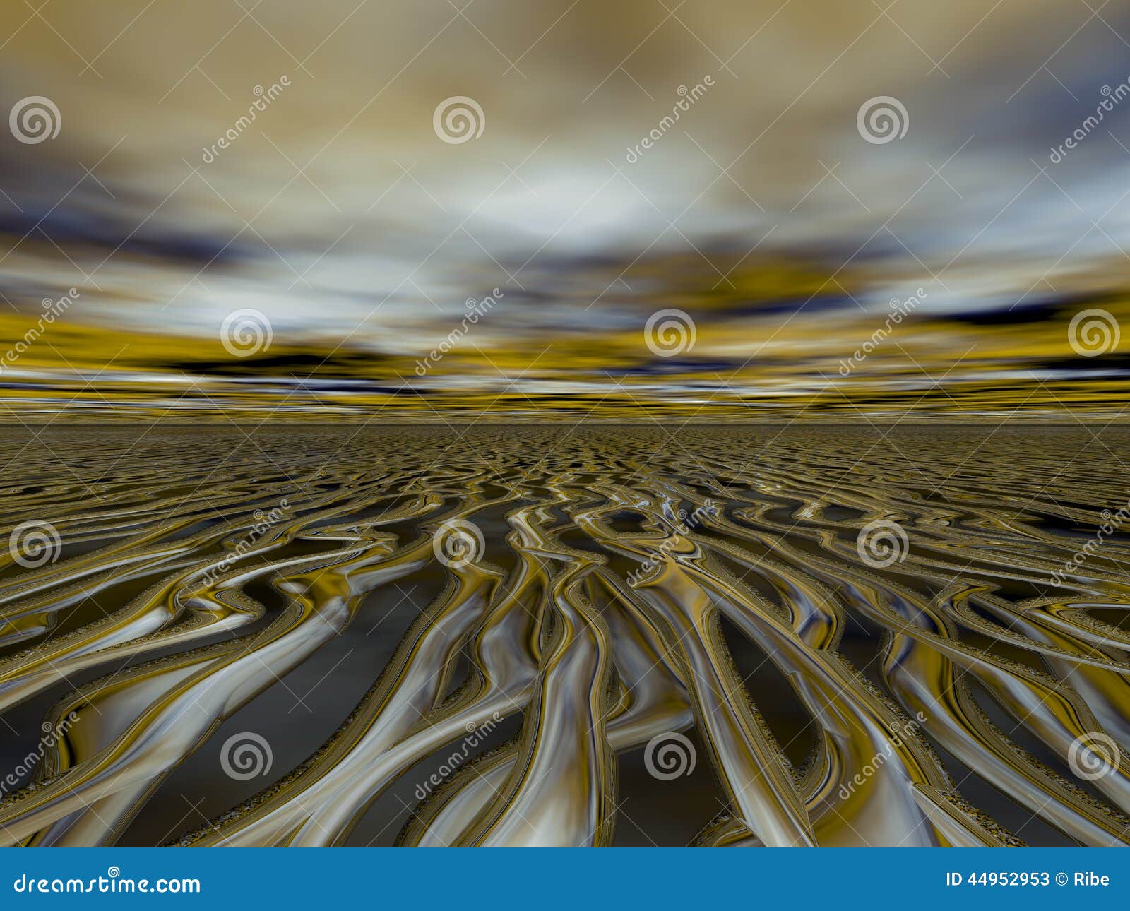 Abstract Liquid Gold Landscape Background Stock Illustration ...